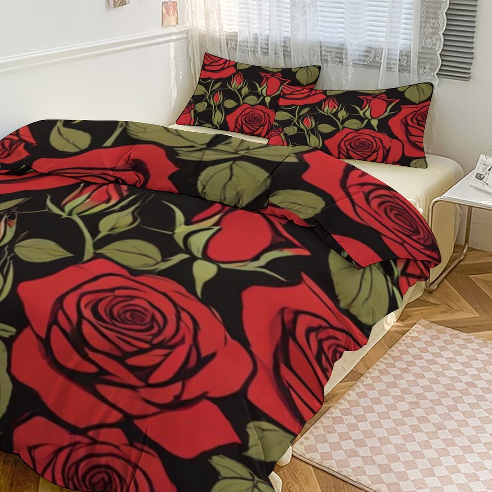 Red Rose Bedding Set with Zipper Closure for Girls & Boys - Walmart.com