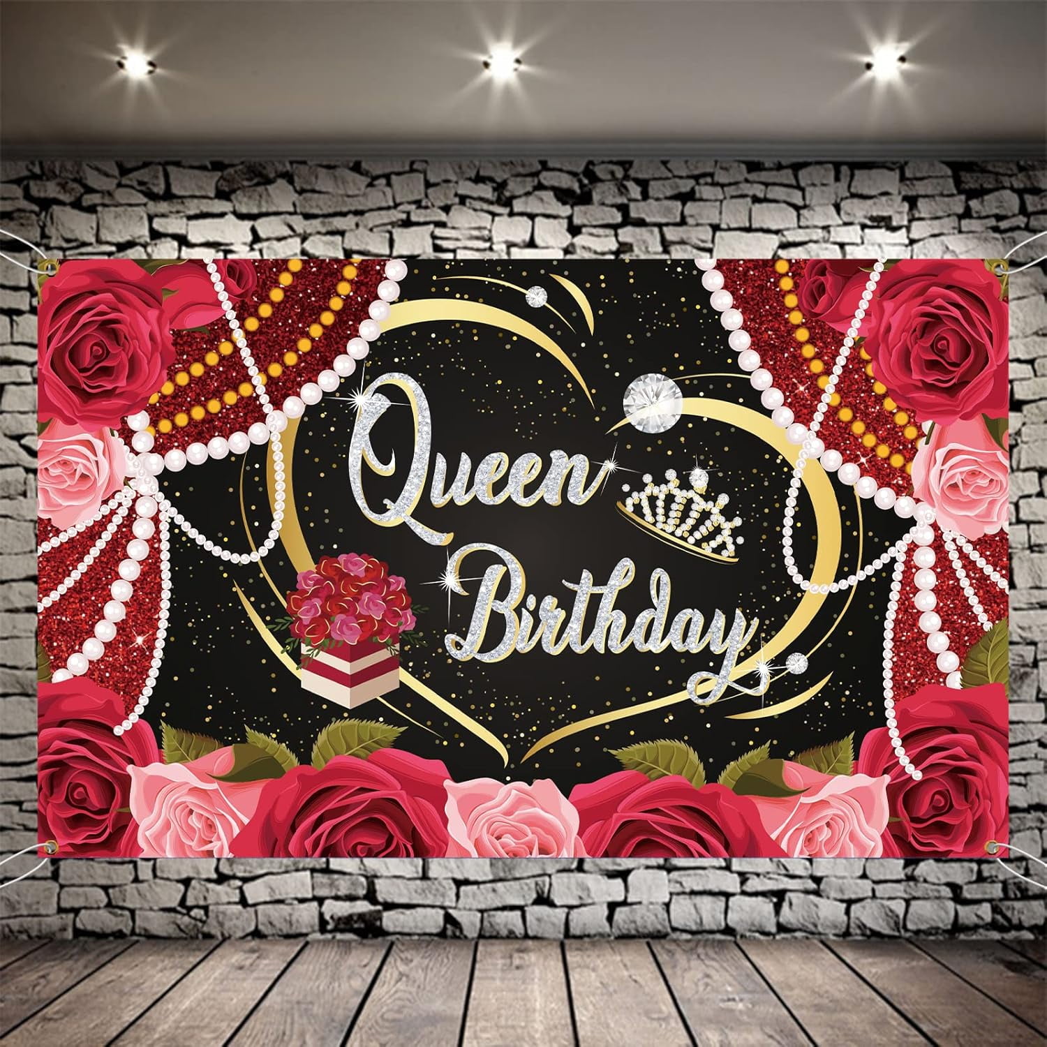 Red Rose Birthday Queen Backdrop for Lady Queen Women Birthday Party ...