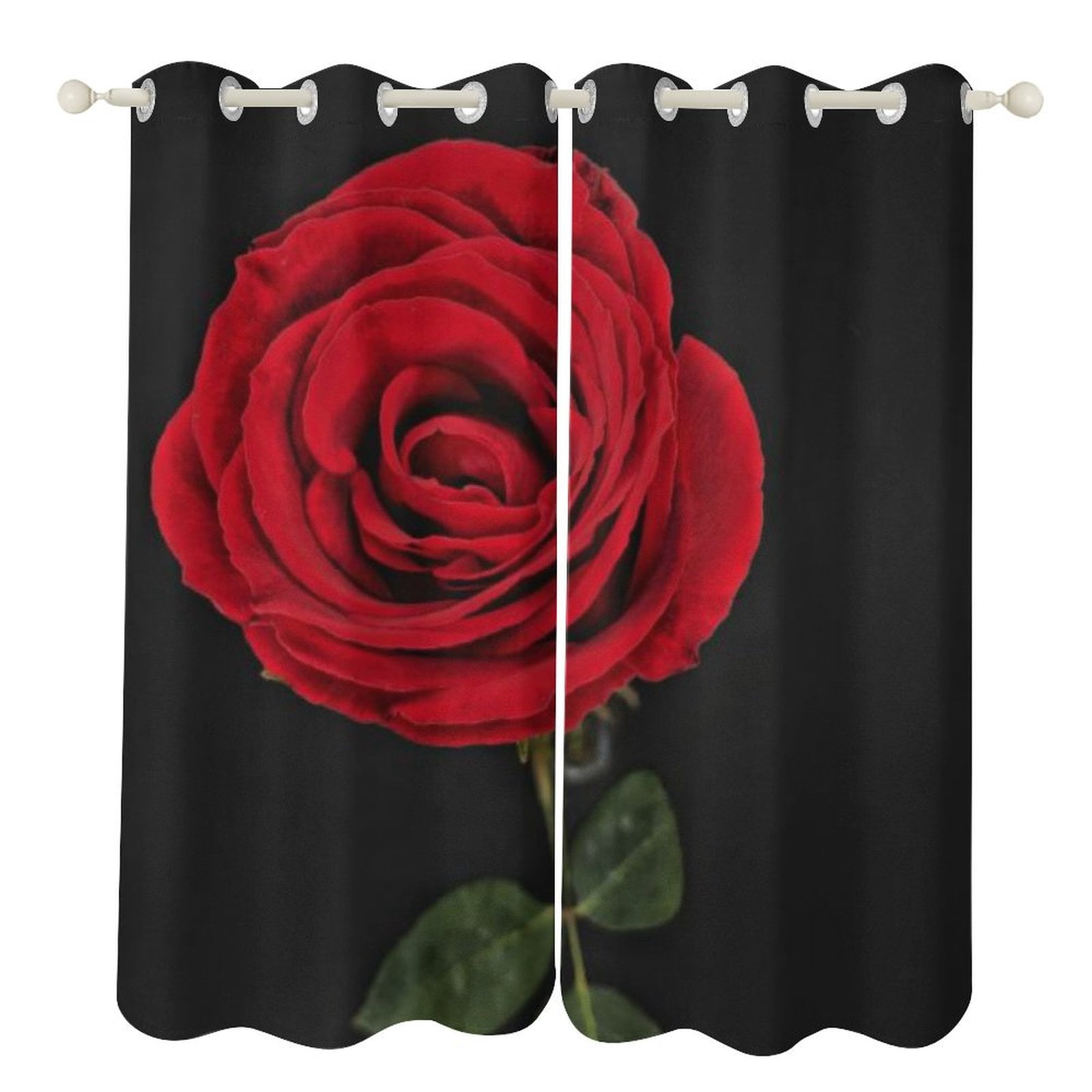 Red Rose Black Luxury Window Curtains Blinds for Living Room Kids ...