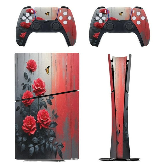 Red Rose Butterfly PS5/PS5 Slim Digital Disc Skin Sticker For Console ...