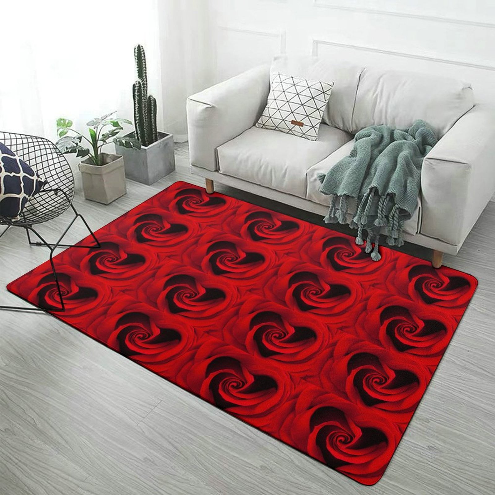 Red Rose Carpet Style Living Room Bedroom Rug Modern 3d Entry Door Mats ...