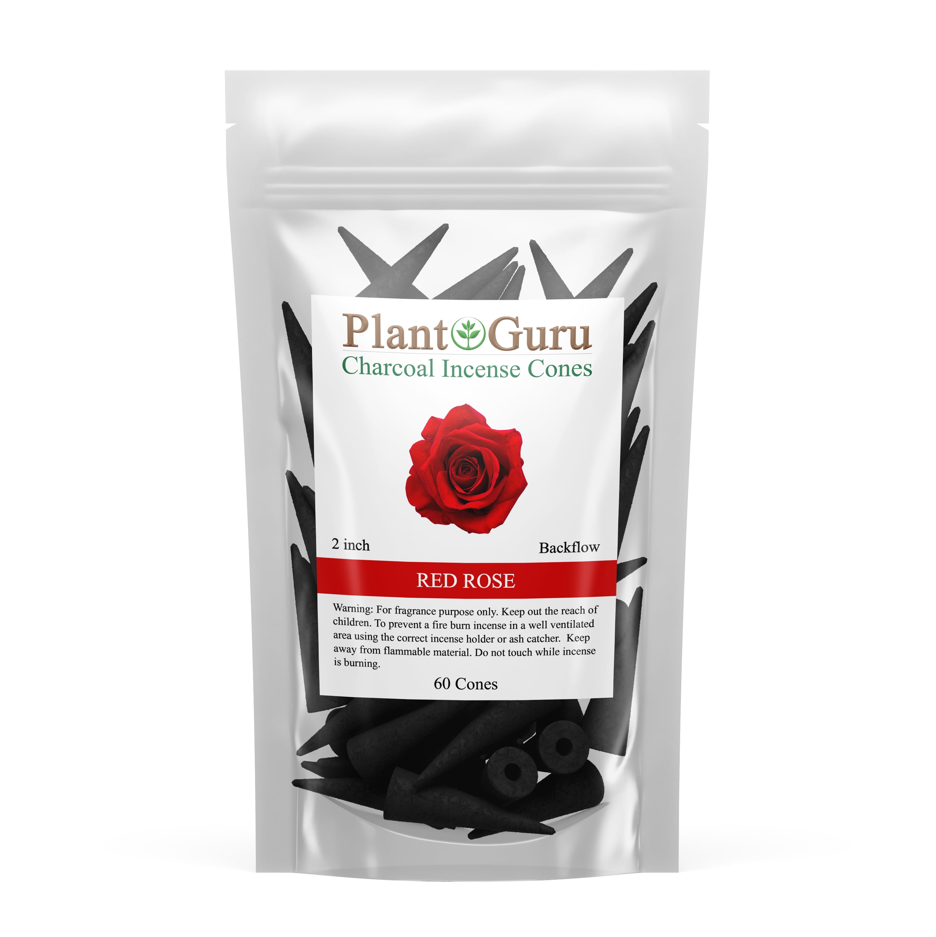 Red Rose Charcoal Incense Cones 2" BACKFLOW - 60 Pack Bulk - Natural ...