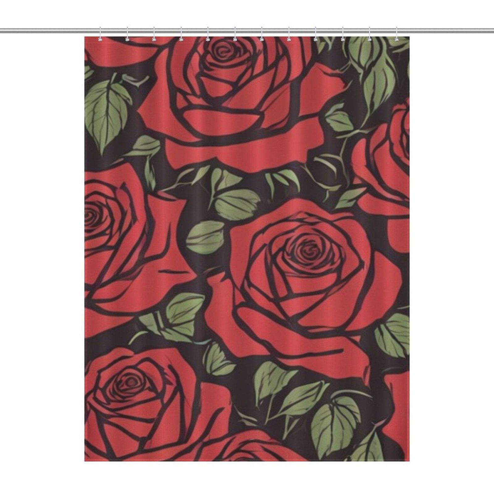 Red Rose Cloth Fabric Bathroom Decor Set with Hooks - Walmart.com