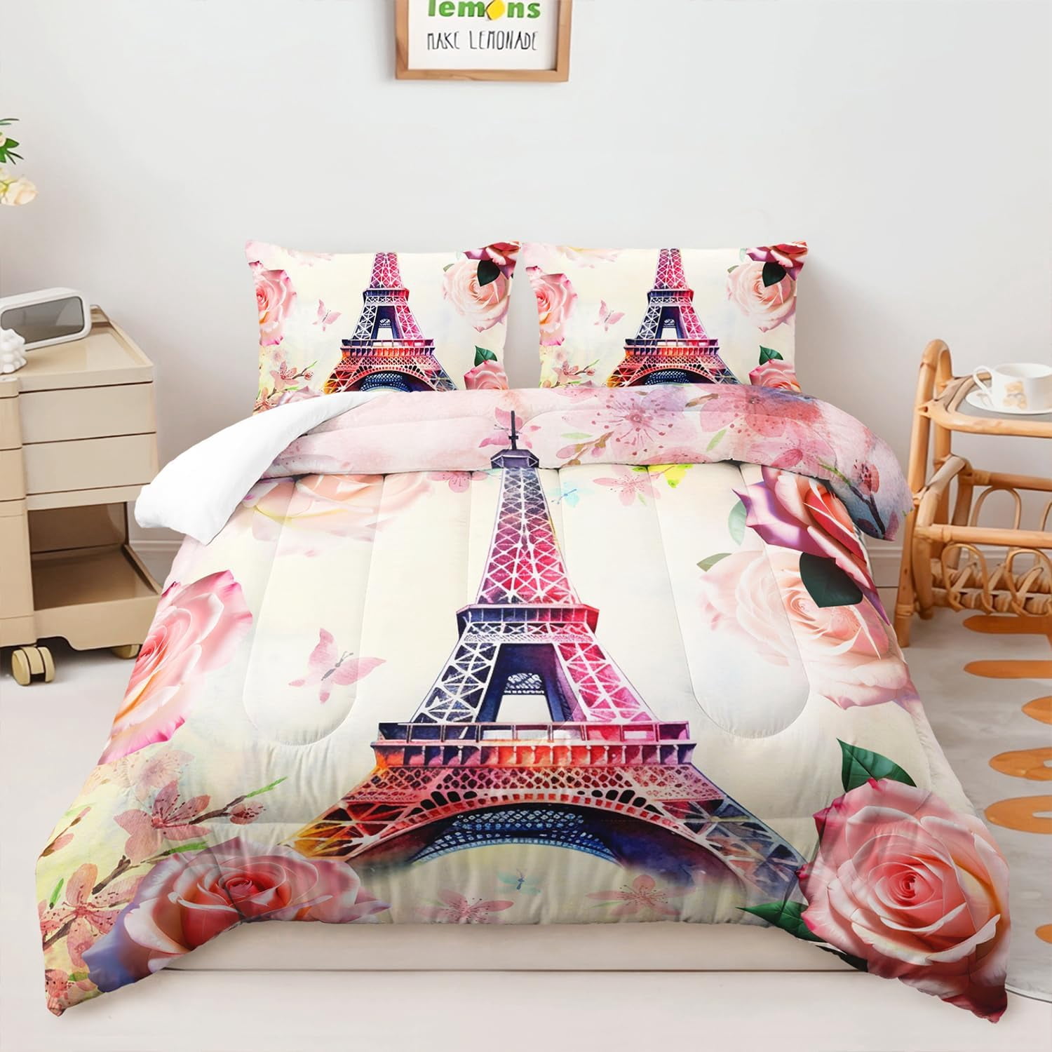 Red Rose Comforter Set Size 3D Printed Fire Rose Bedding Set for Room r ...