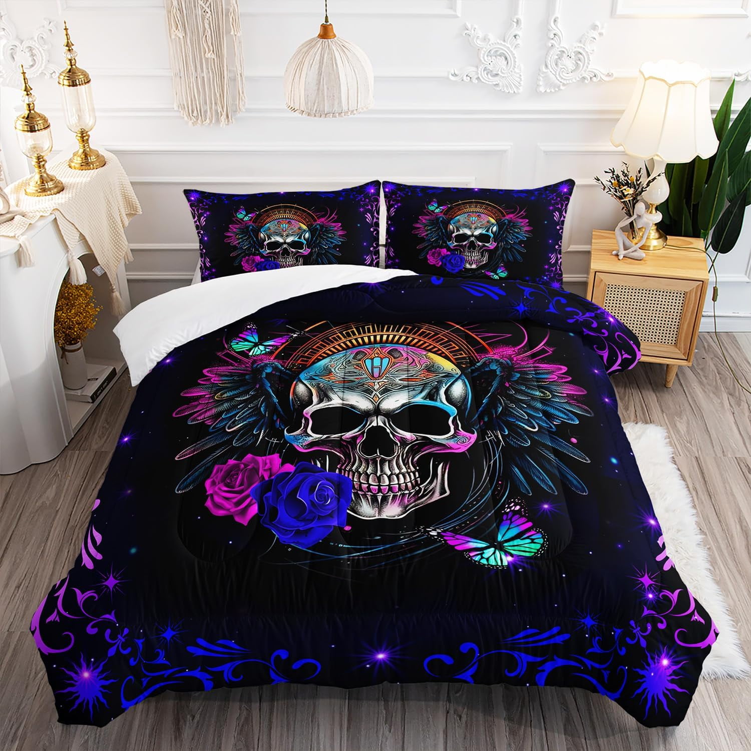 Red Rose Comforter Set Size 3D Red Floral Bedding Set Red and Black ...