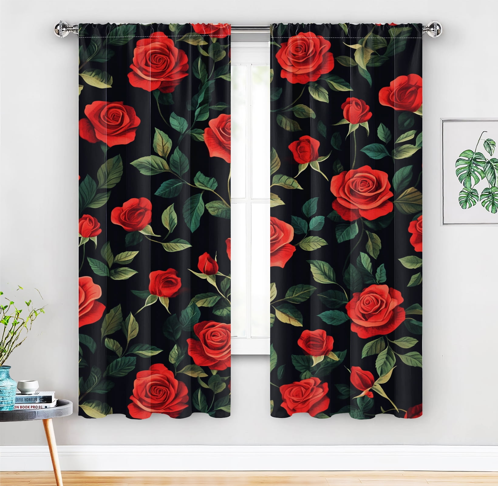 Red Rose Curtains – Romantic Bouquet Woman Valentine's Rose Window ...