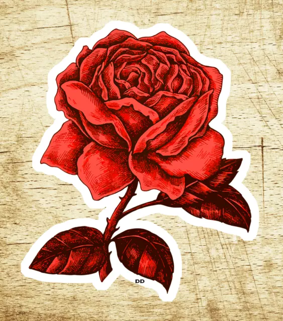 Red Rose Decal Sticker Roses Tattoo Vintage Sticker Phone Decal Water ...