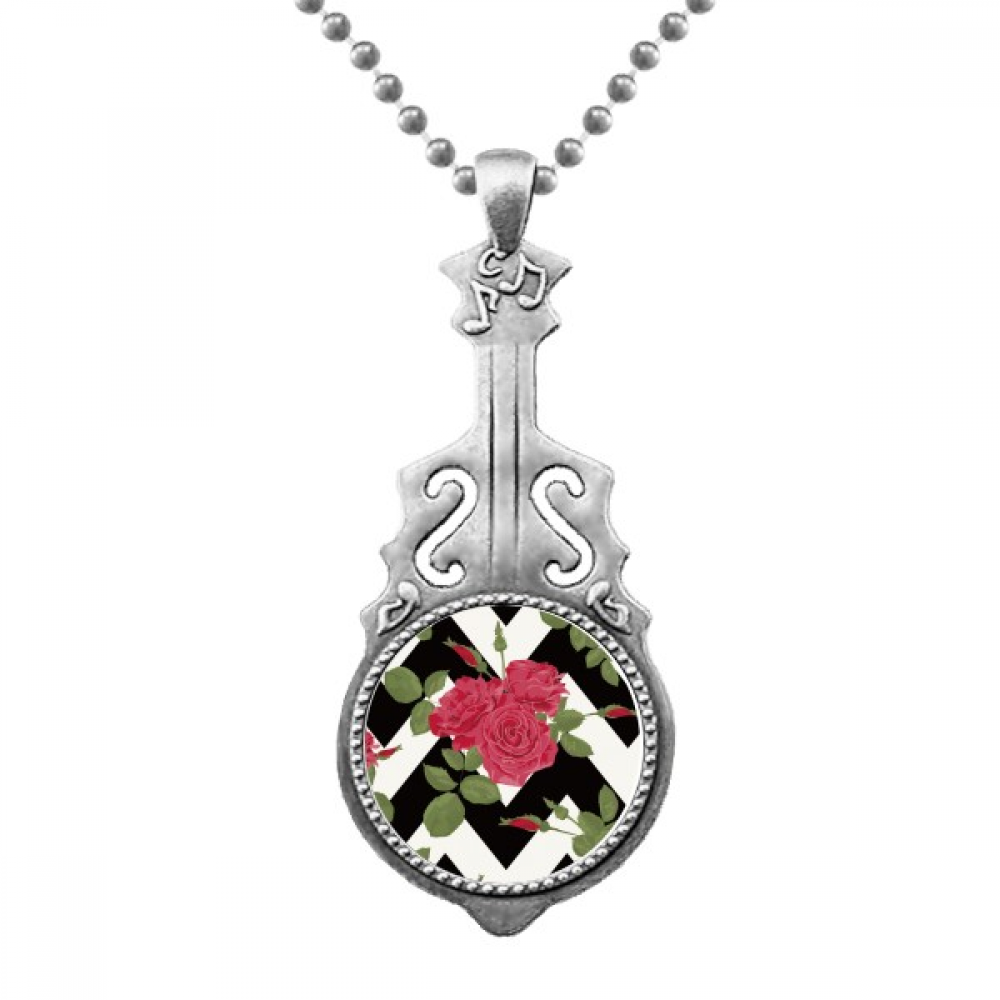 Red Rose Drawing Art Pendant Jewelry Music Guitar Torque Hangtag ...