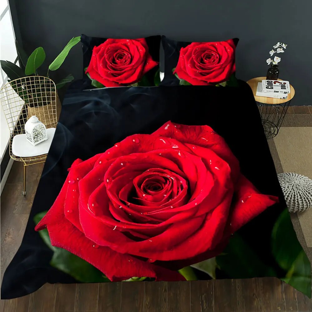 Red Rose Duvet Cover Set Flower Made of Skulls tic King Size Comforter ...