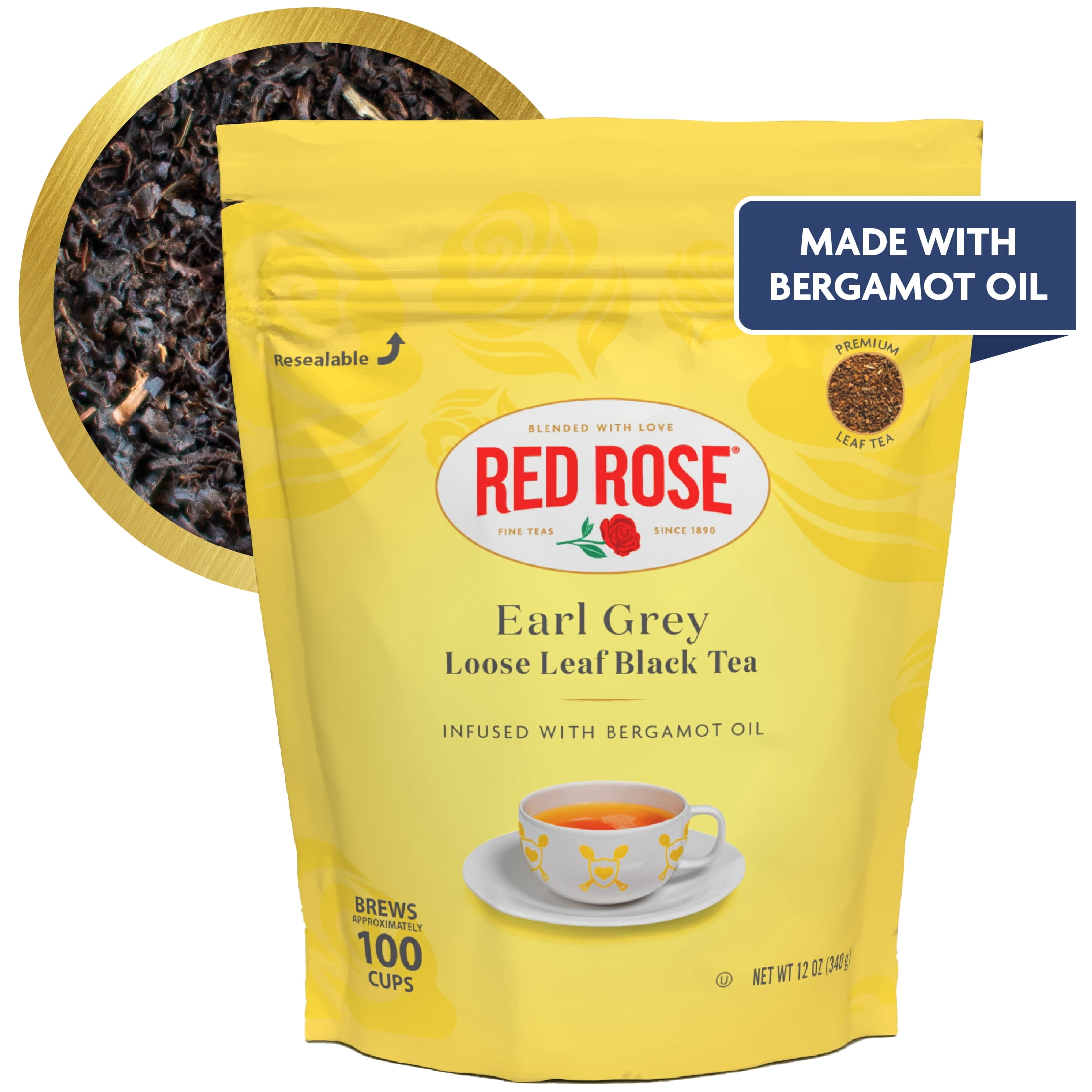 Red Rose Earl Grey Loose Leaf Black Tea Strong, Full-Bodied Aromatic ...