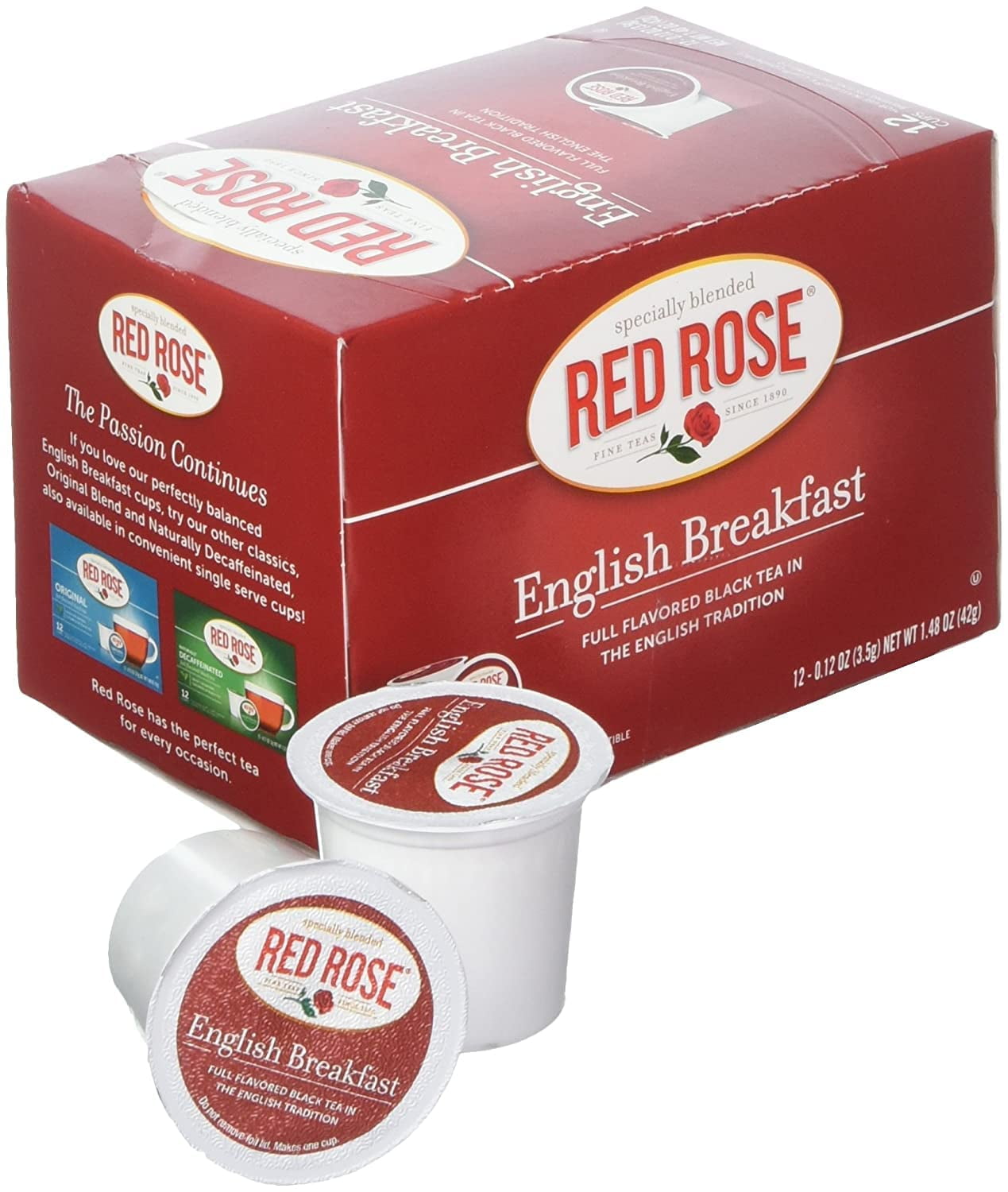 Red Rose English Breakfast Tea - ITL1 12 Single Serve Cups (1 Box ...