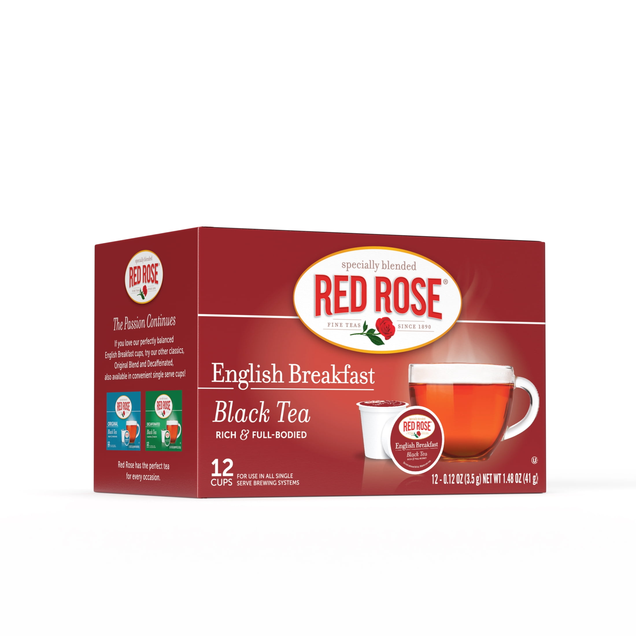 Red Rose English Breakfast Tea, Strong Black Tea, 12 K-Cups, Pack of 1 ...