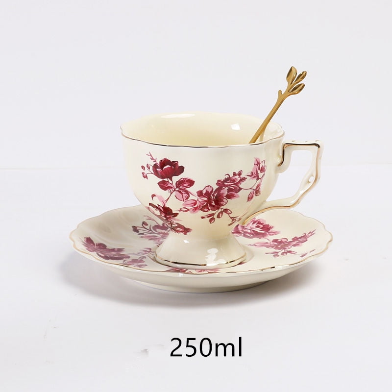 Red Rose European Ceramic Cup and Saucer with Spoon Home Party ...