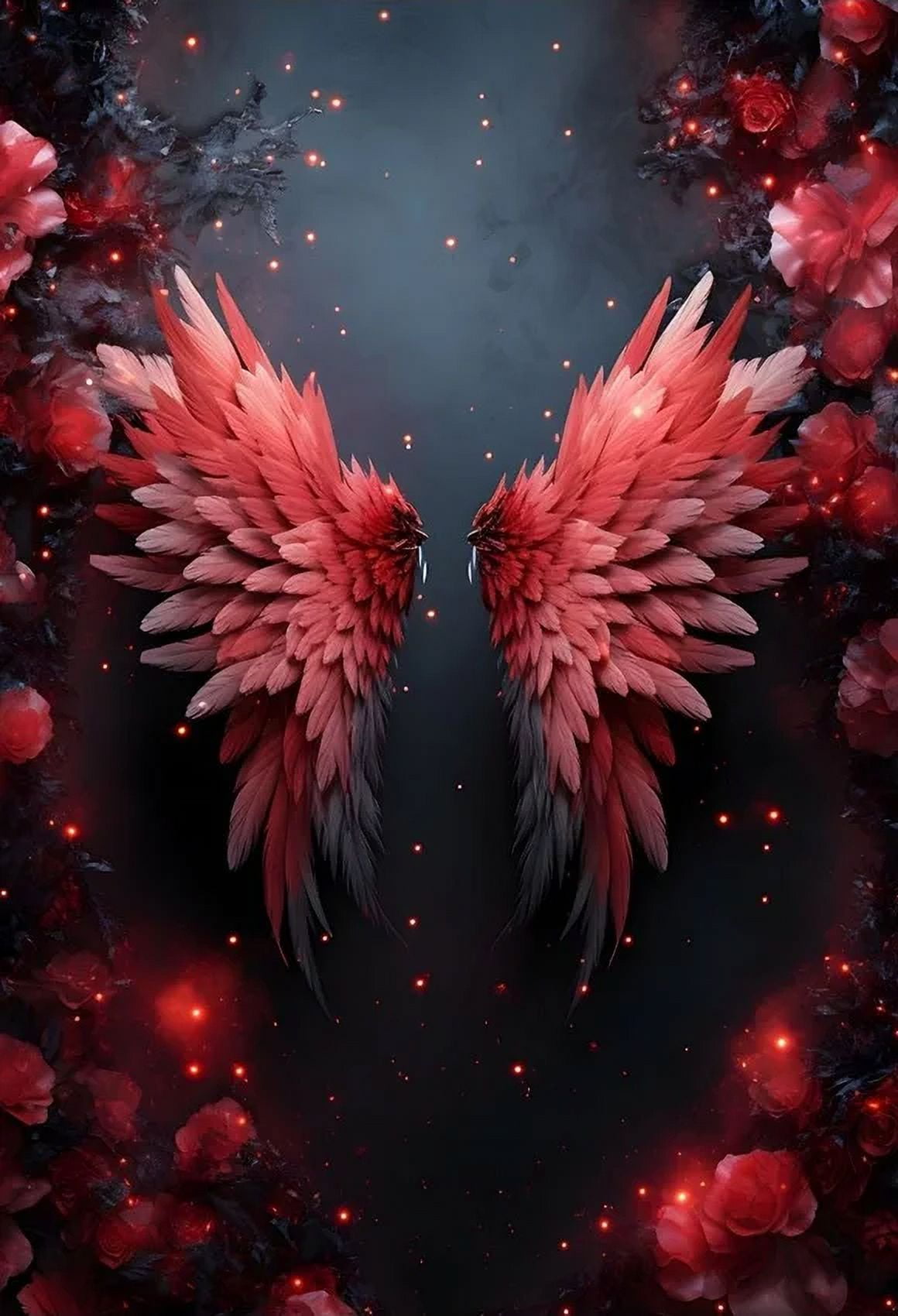 Red Rose Floral Angel Wings Adult Birthday Wedding Maternity Portrait r ...