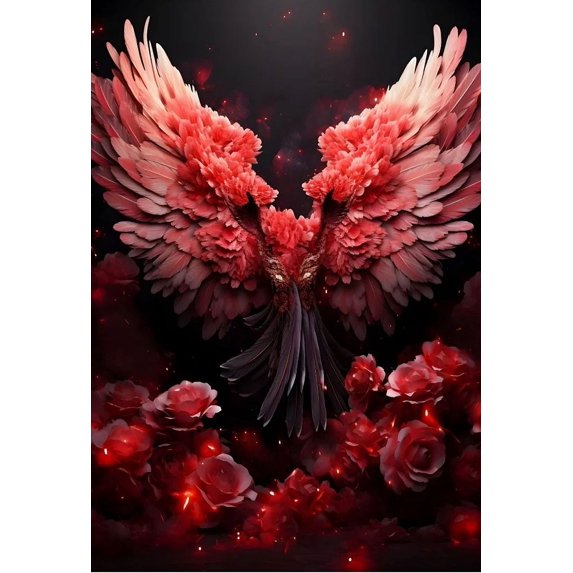 Red Rose Floral Angel Wings Adult Birthday Wedding Maternity Portrait r ...