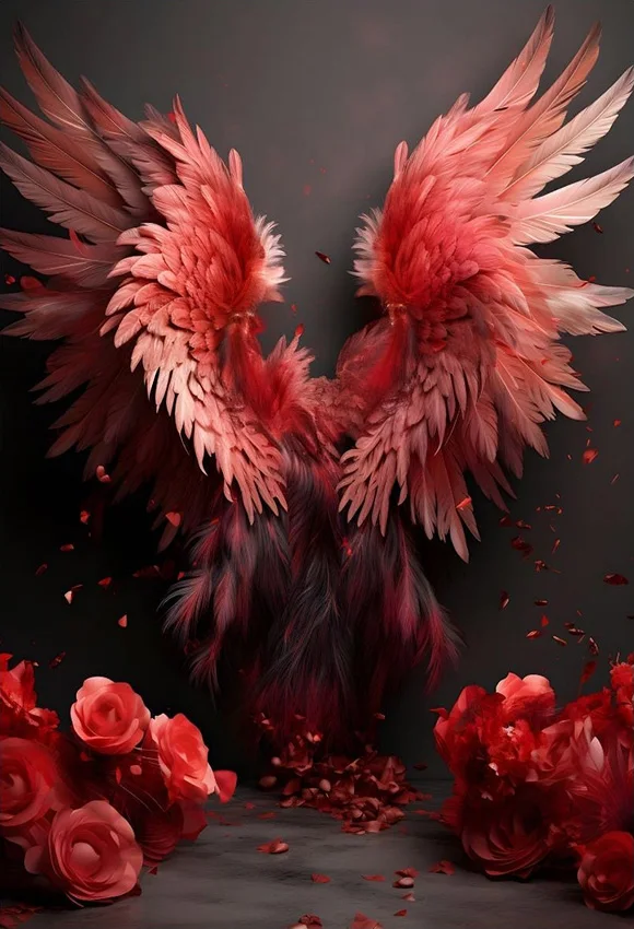 Red Rose Floral Angel Wings Adult Birthday Wedding Maternity Portrait r ...