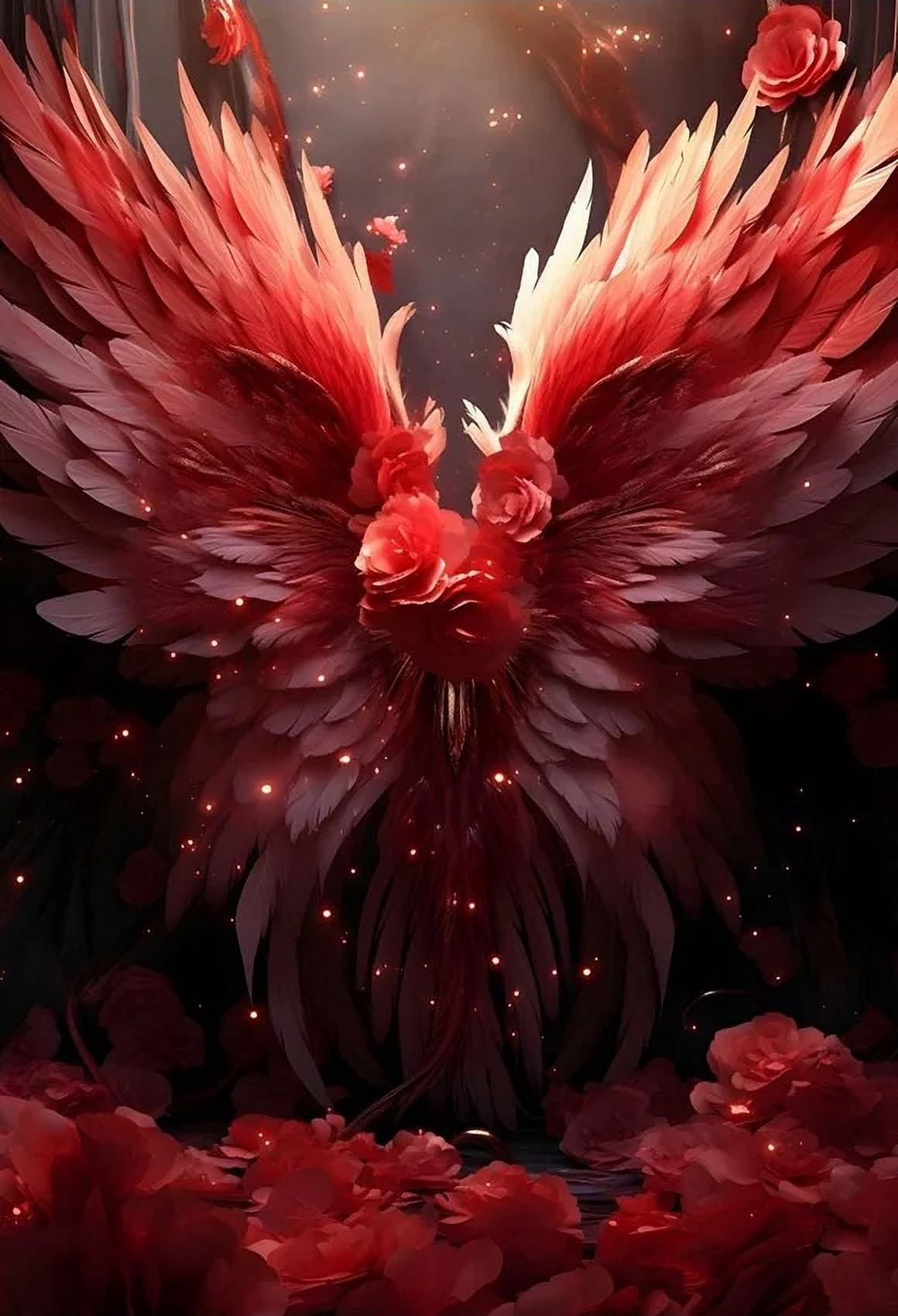 Red Rose Floral Angel Wings Adult Birthday Wedding Maternity Portrait r ...