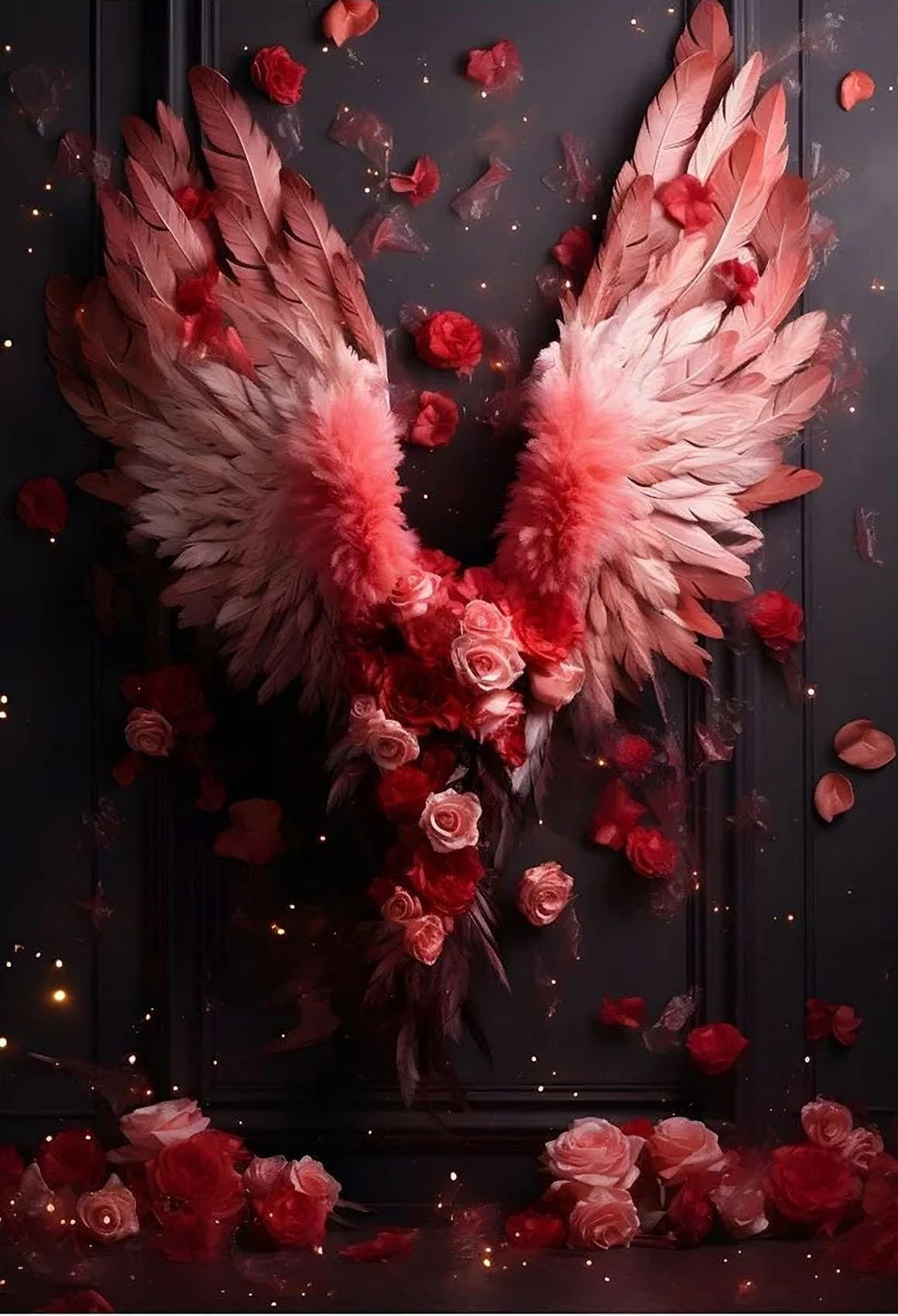 Red Rose Floral Angel Wings Adult Birthday Wedding Maternity Portrait r ...