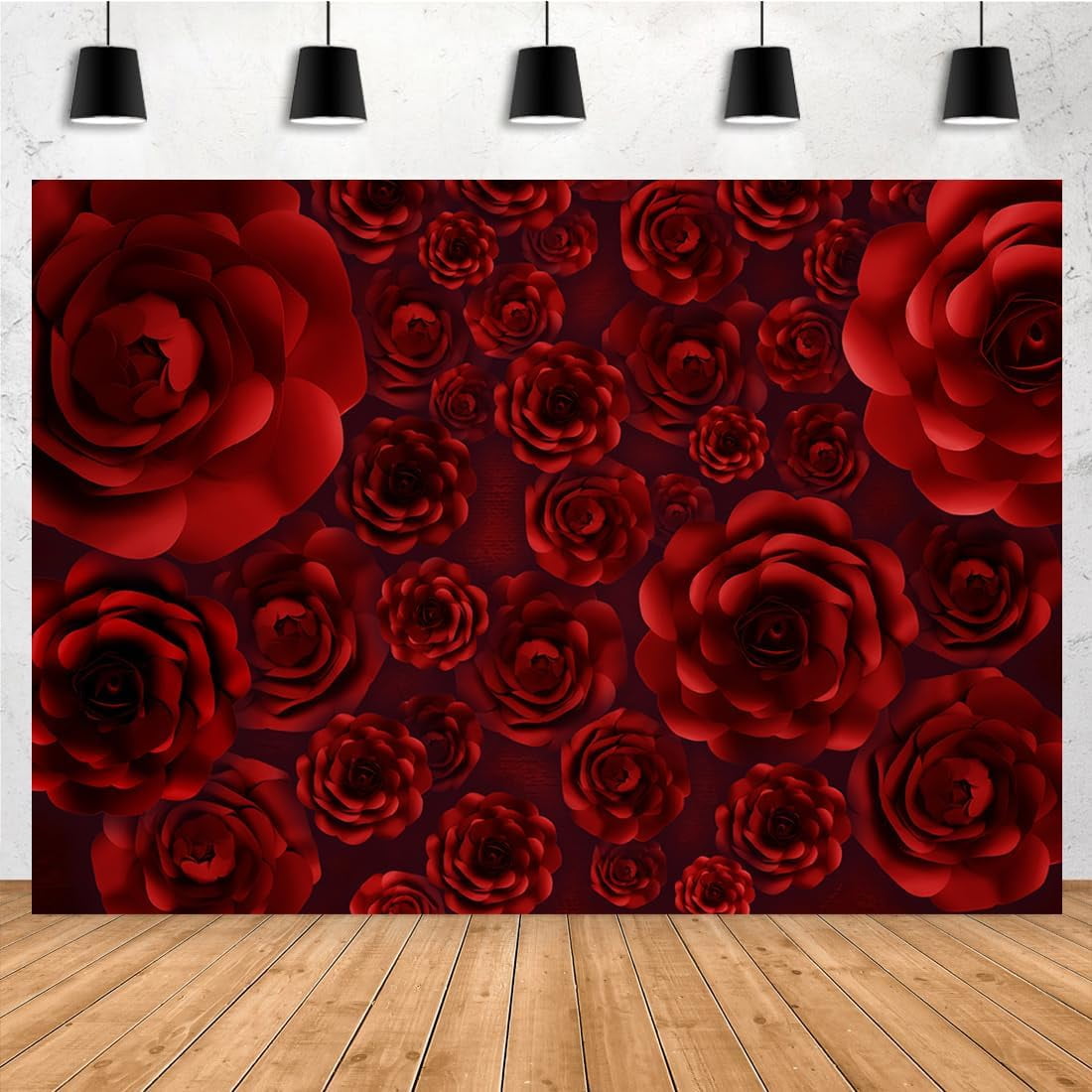 Red Rose Floral Photo Backdrop Wedding Bridal Shower Party Decorations ...