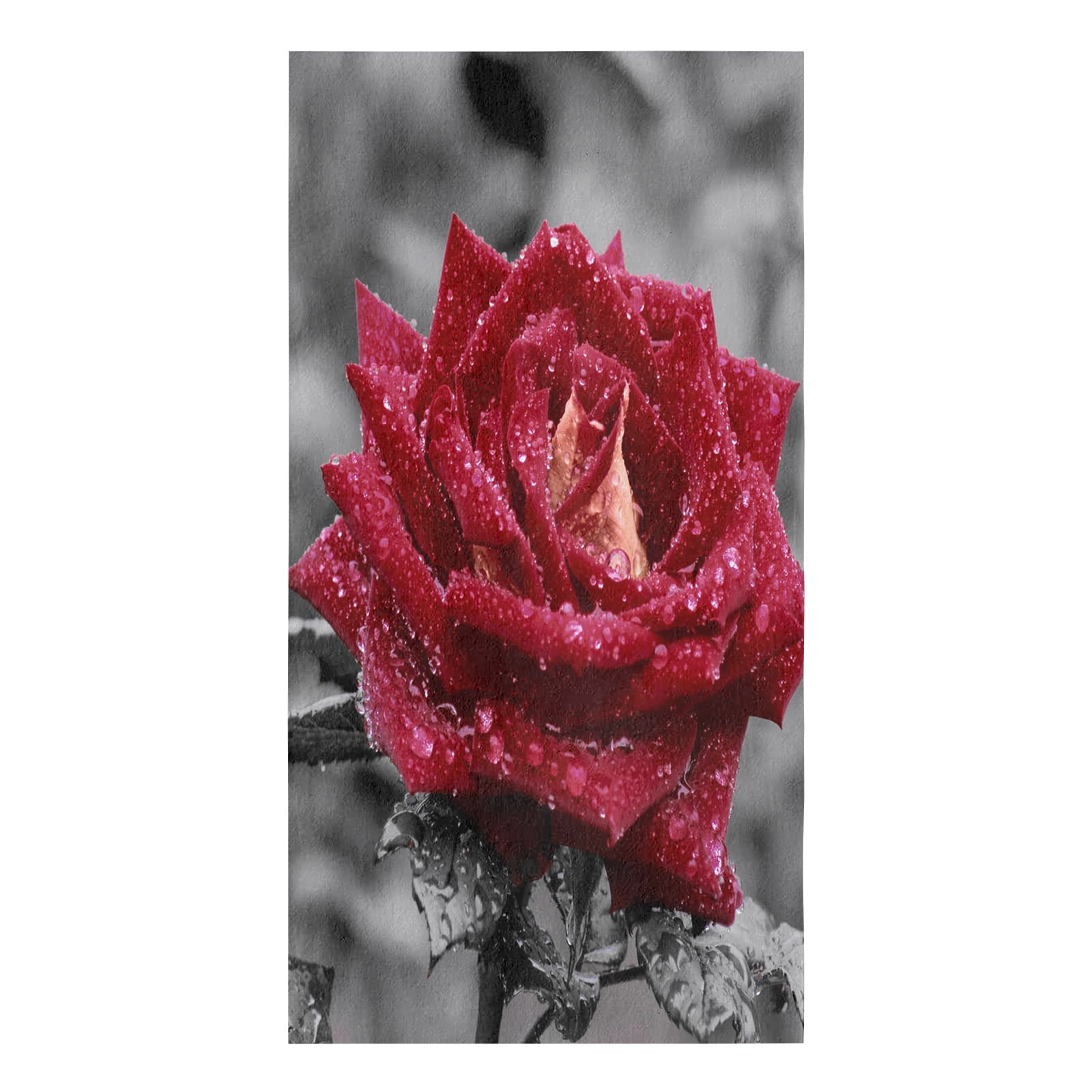 Red Rose Flower Black Microfiber Kitchen Towel Absorbent Non-stick Oil ...