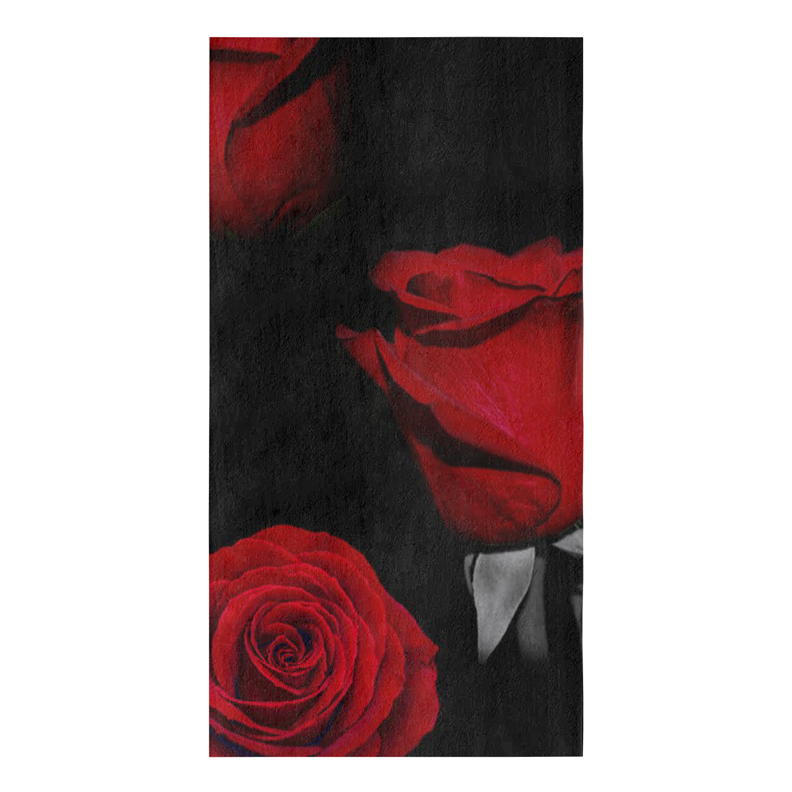 Red Rose Flower Black Microfiber Kitchen Towel Absorbent Non-stick Oil ...