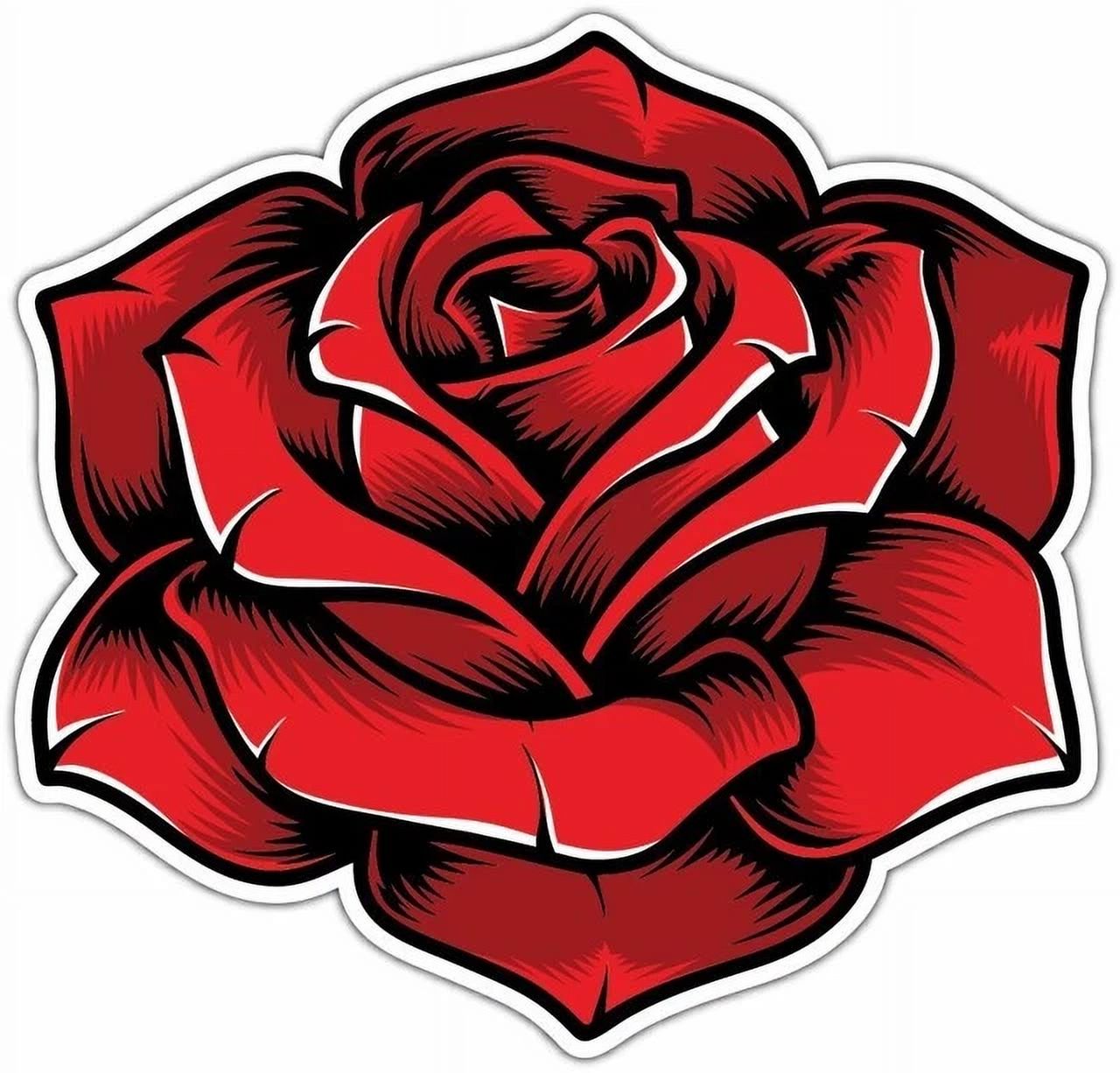 Red Rose Flower Car Stickerphone Decal Water Bottle Stickers, Vinyl ...
