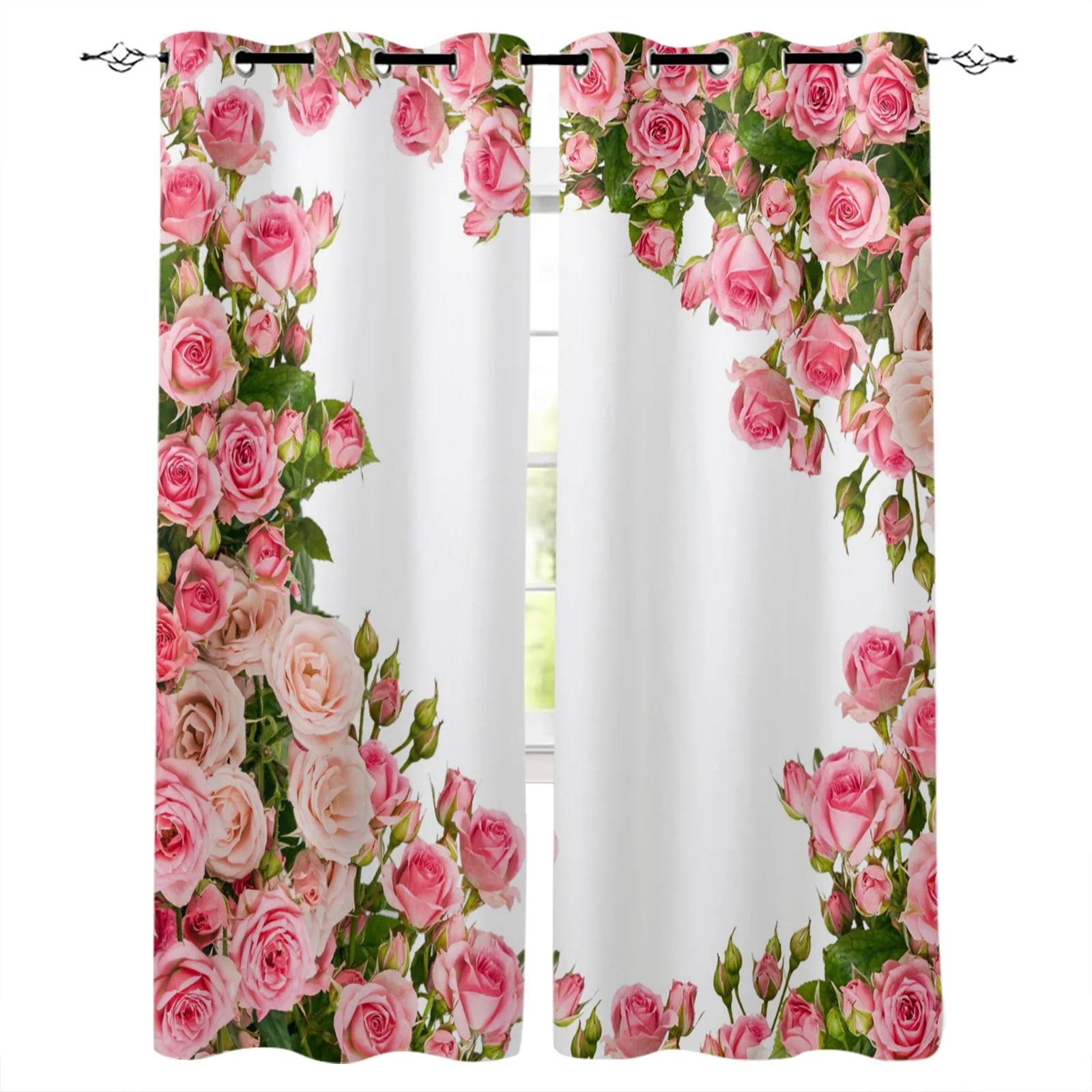 Red Rose Flower Rose Wall Curtains For Living Room Bedroom Window ...
