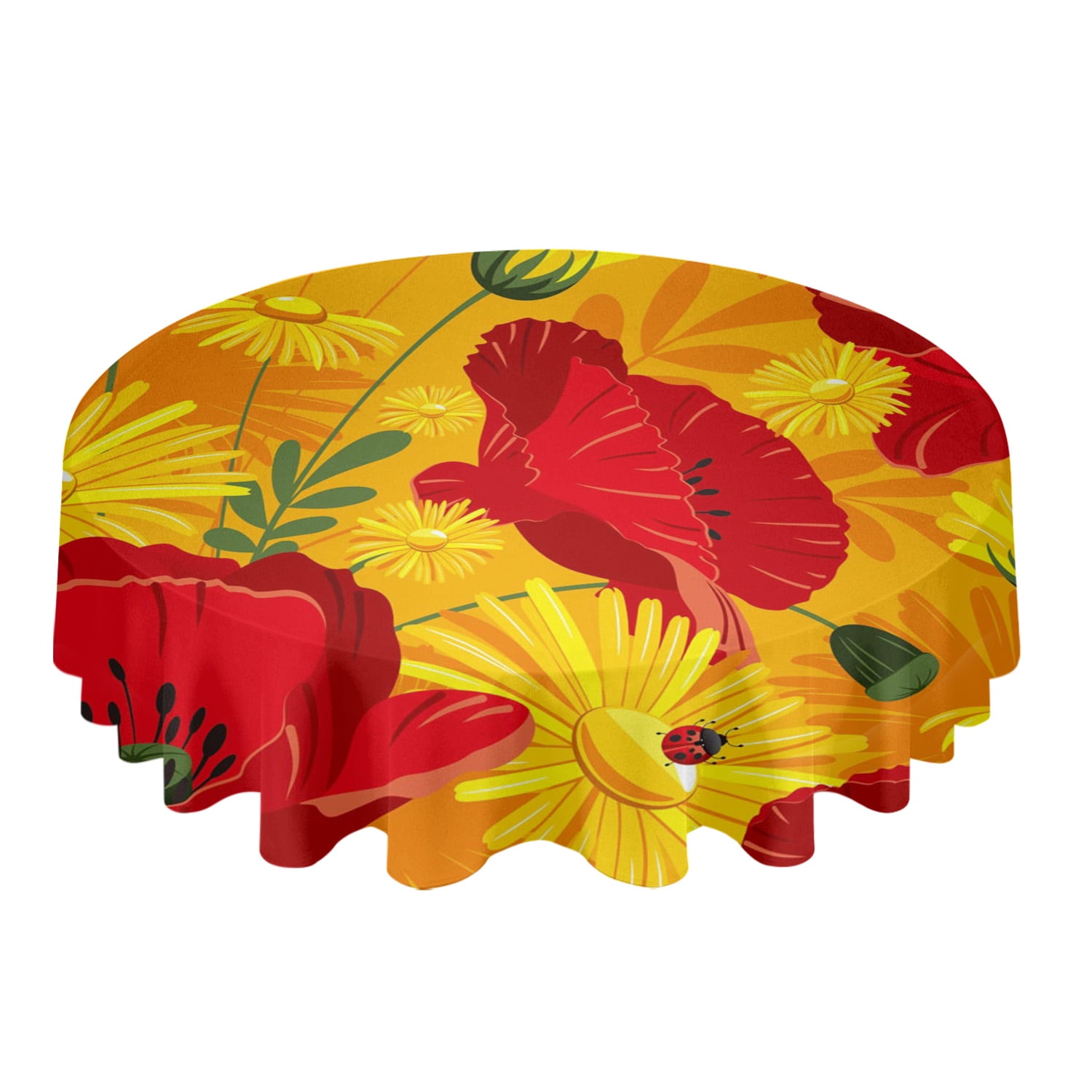 Red Rose Flower Round Tablecloths for Dining Table Waterproof Table ...