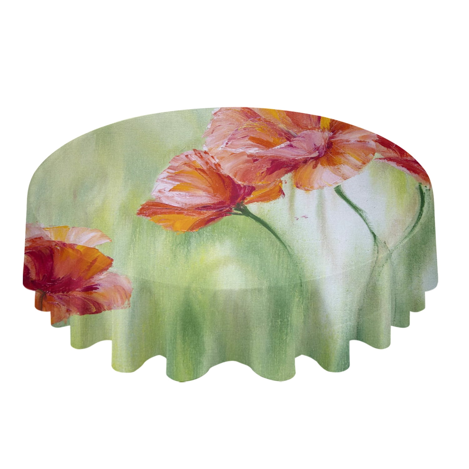 Red Rose Flower Round Tablecloths for Dining Table Waterproof Table ...