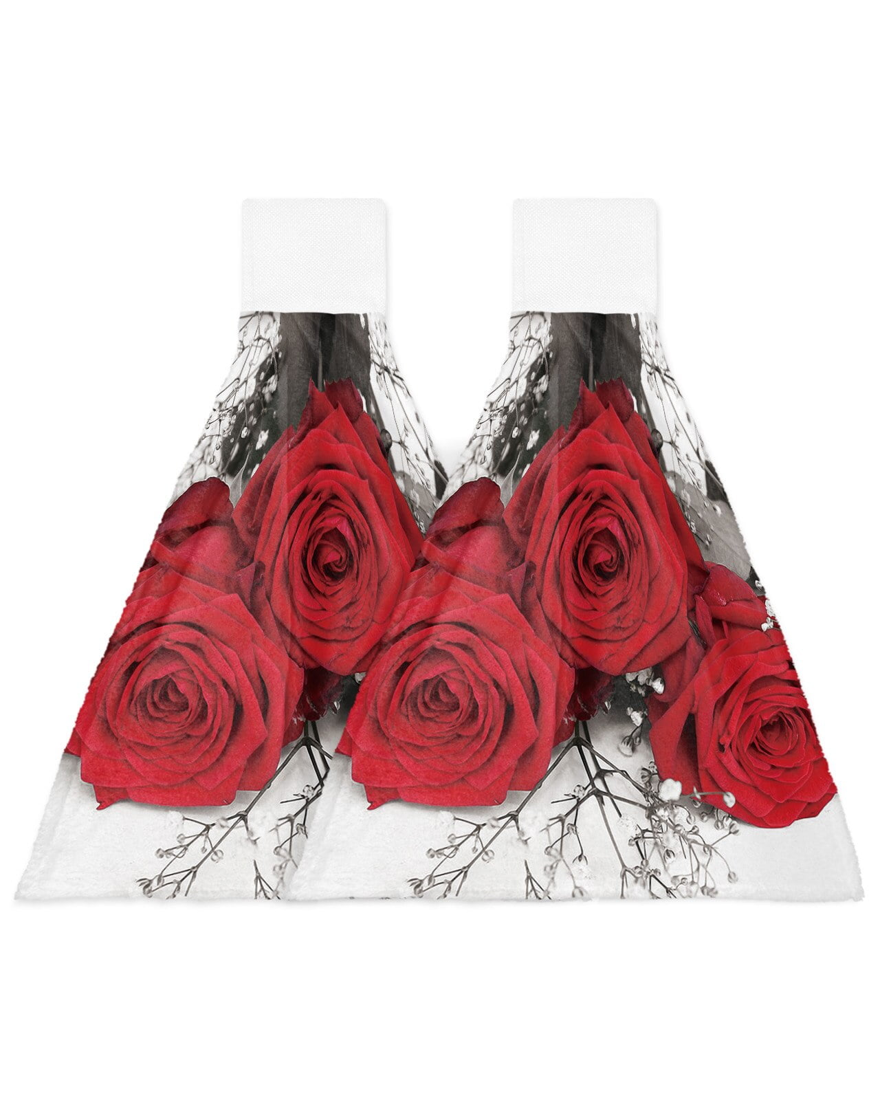 Red Rose Flower Vintage Custom Wipe Hand Towel Absorbent Hanging Towels ...