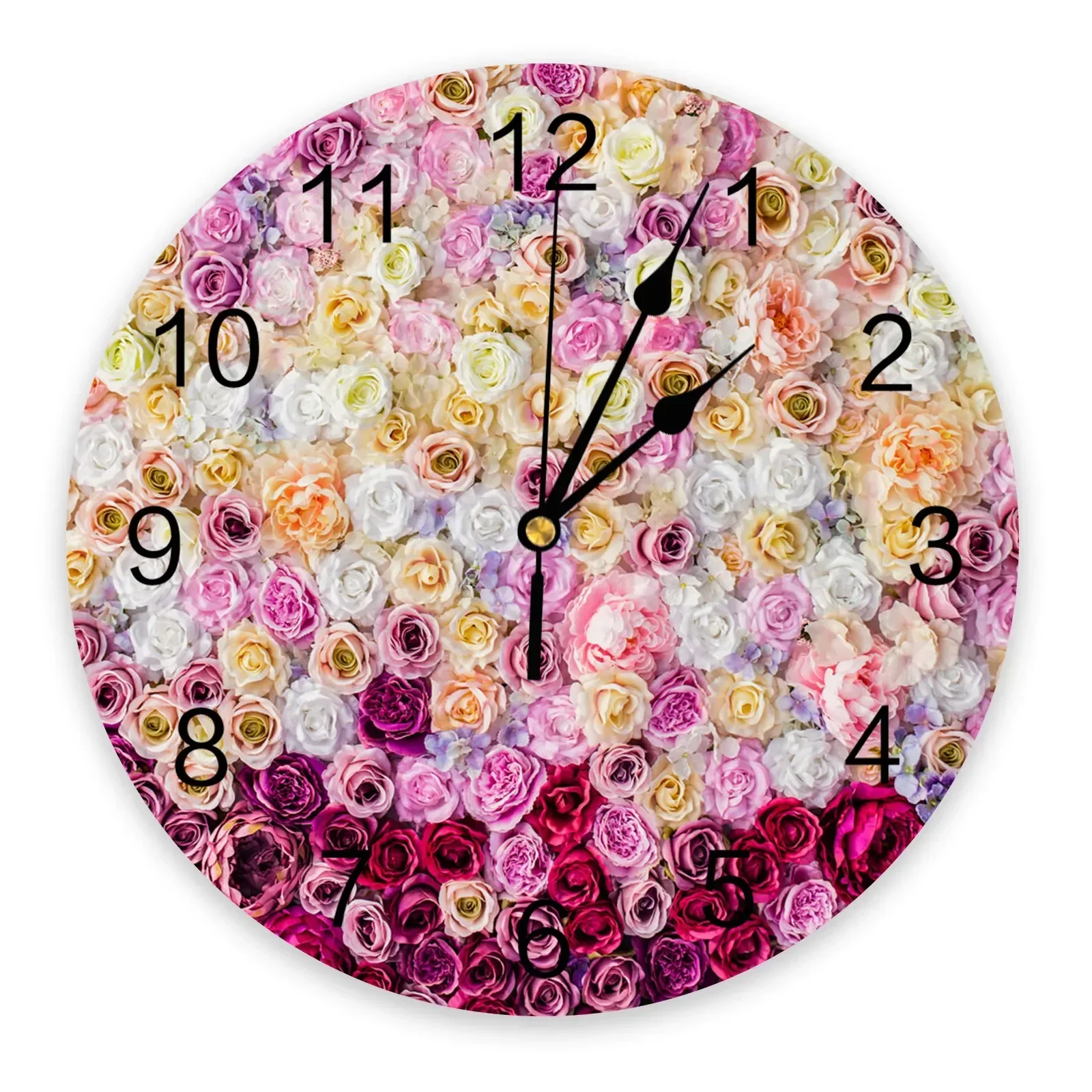Red Rose Flower Wall Clock Kitchen Home Living Room Bedroom Decorative ...