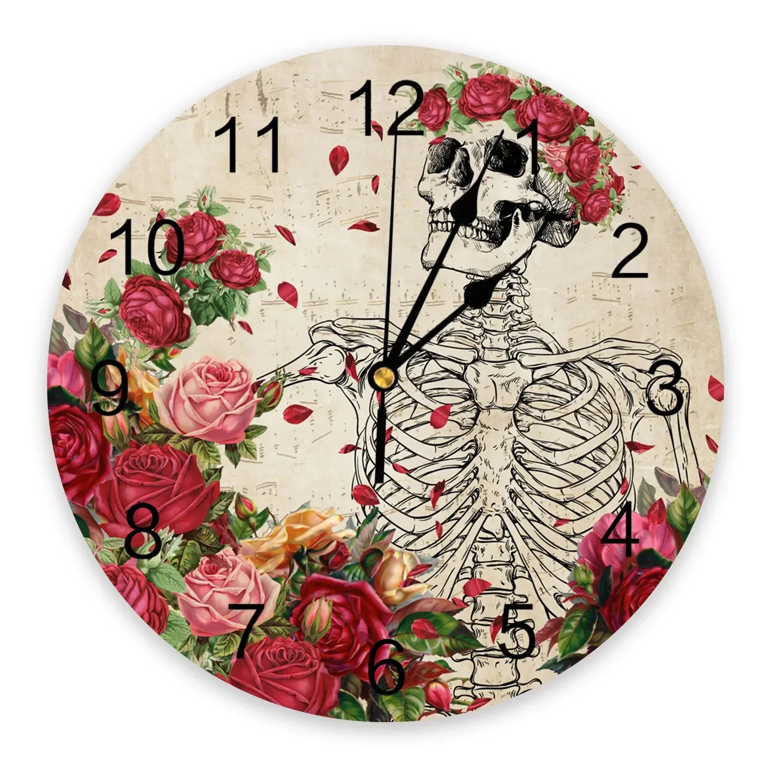 Red Rose Flower Wall Clock Kitchen Home Living Room Bedroom Decorative ...