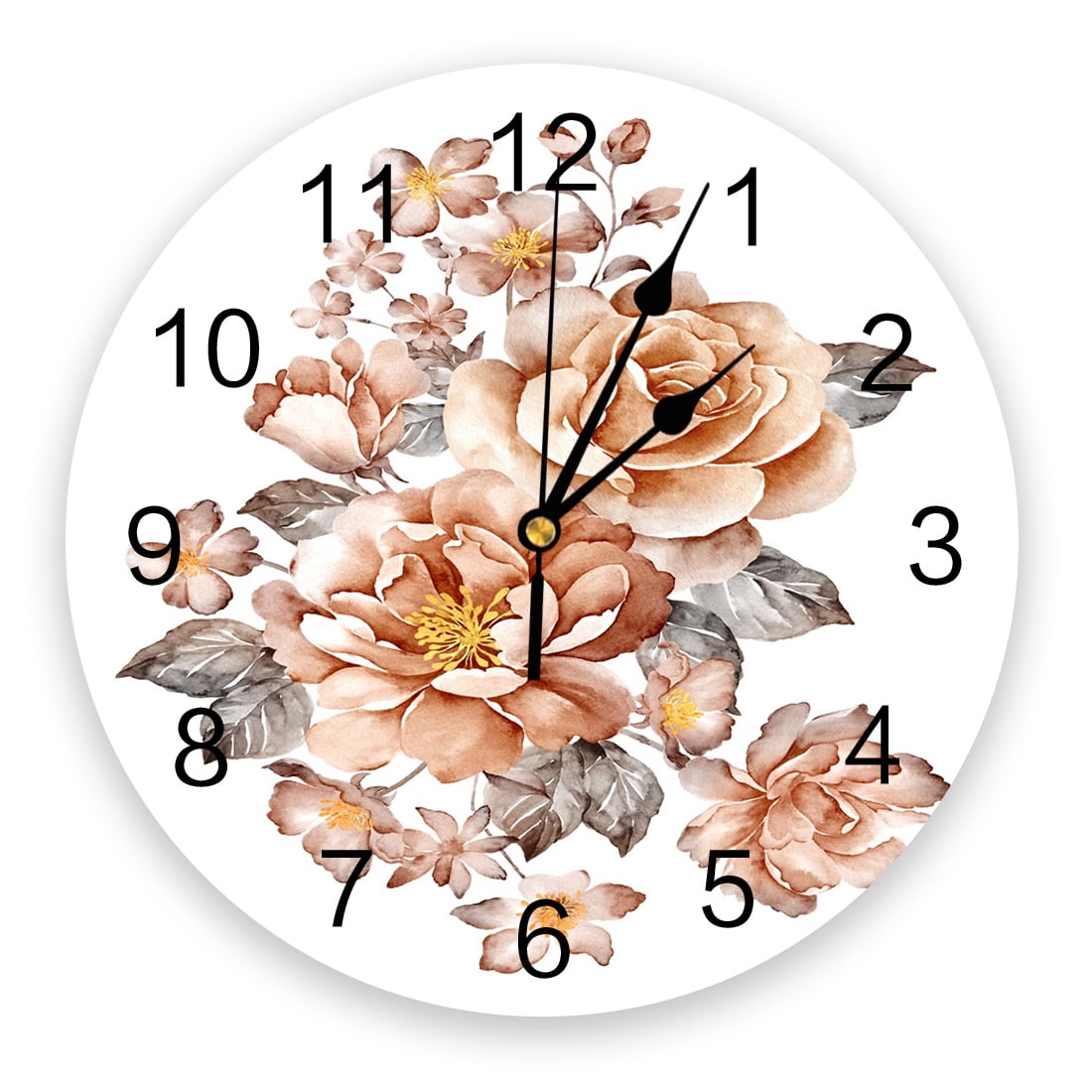 Red Rose Flower Wall Clock Modern Design Living Room ration Kitchen ...