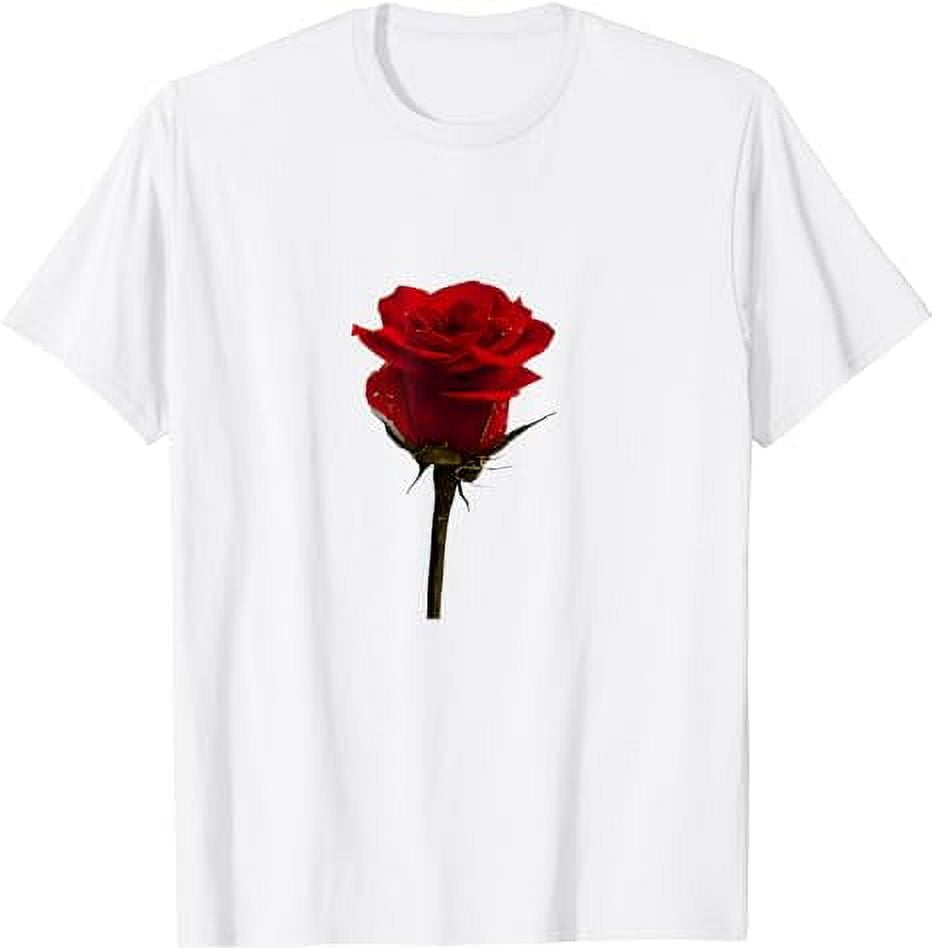 Red Rose Flower white T-Shirt - Walmart.com