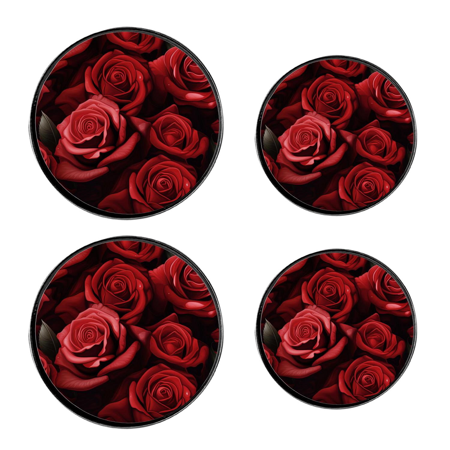 Red Rose Flowers Art Stove Burner Covers Set,Gas Stove Burner ...
