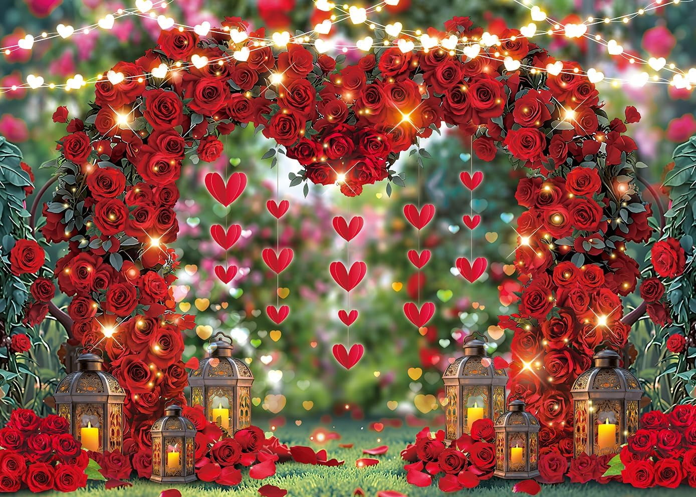Red Rose Flowers Backdrop Sweet Floral Heart Light Photography ...