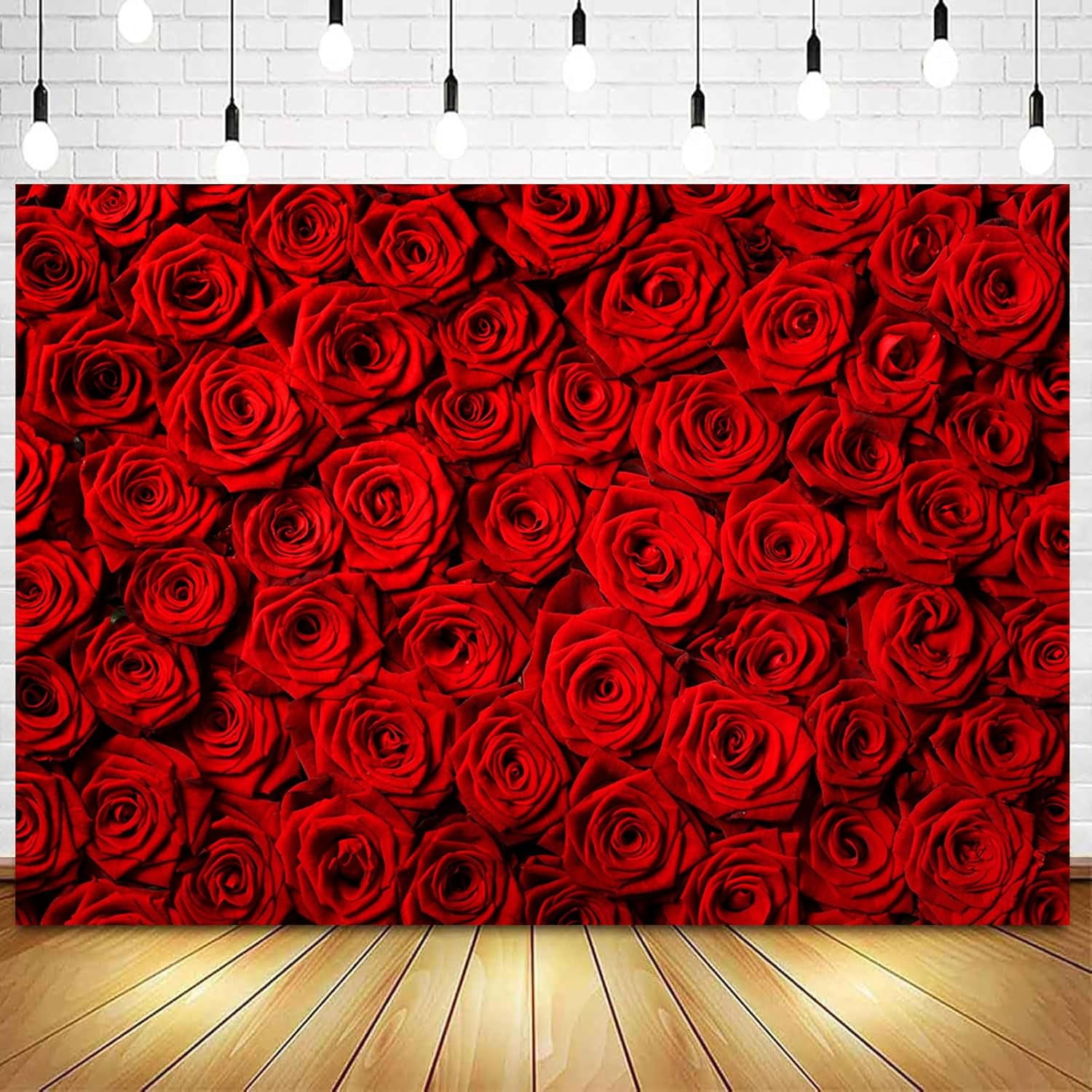 Red Rose Flowers Wall Backdrop Floral Valentine's Day Wedding Birthday ...