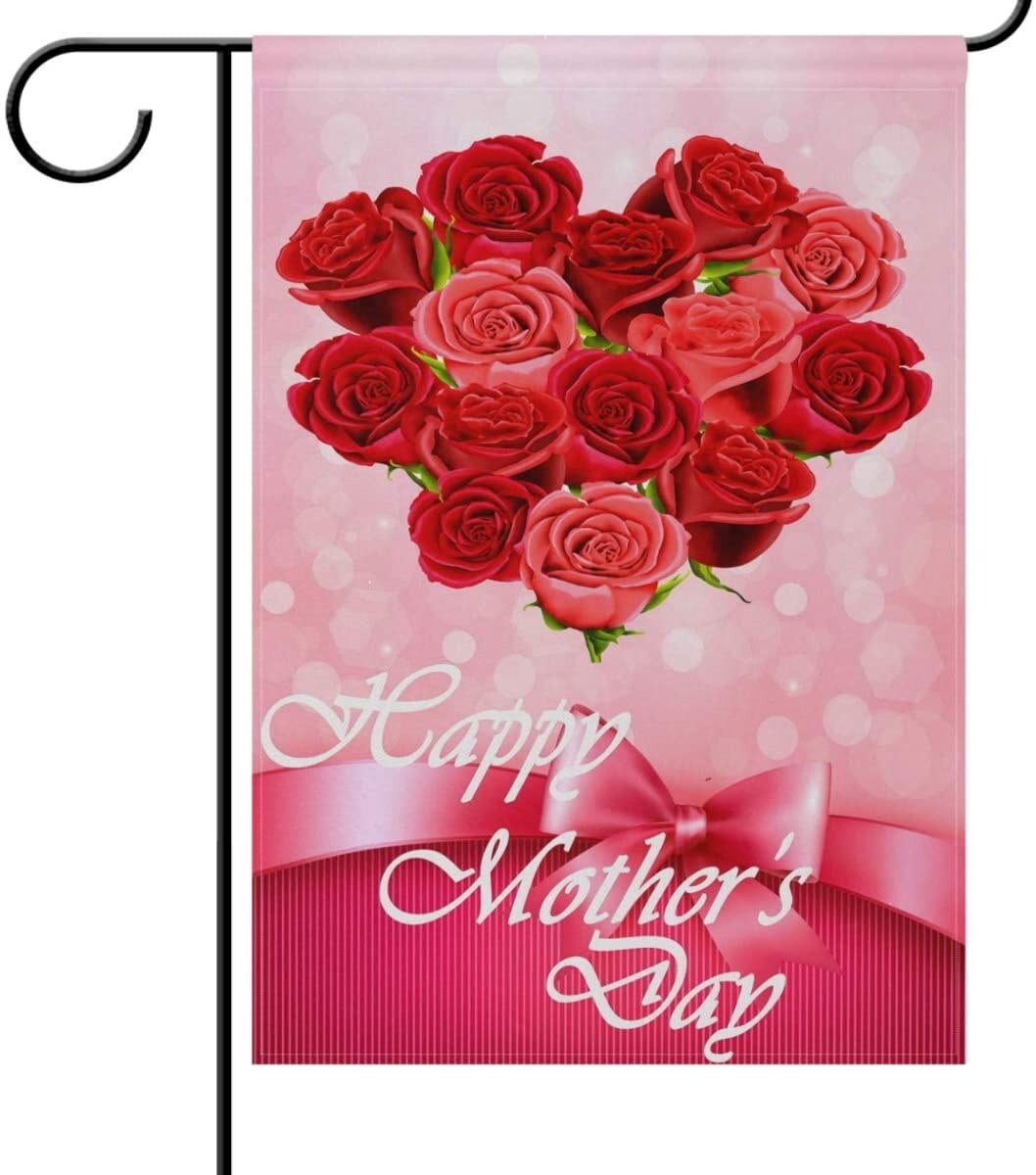 Red Rose For Mother'S Day Garden Yard Flag Banner House Home r 12 X 18 ...