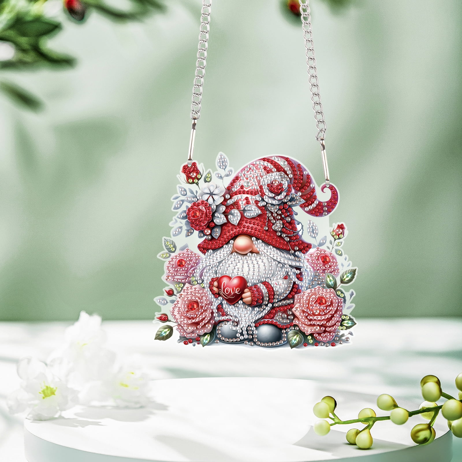 Red Rose Gnome Diamond Art Painting Kit Pendant - Walmart.com