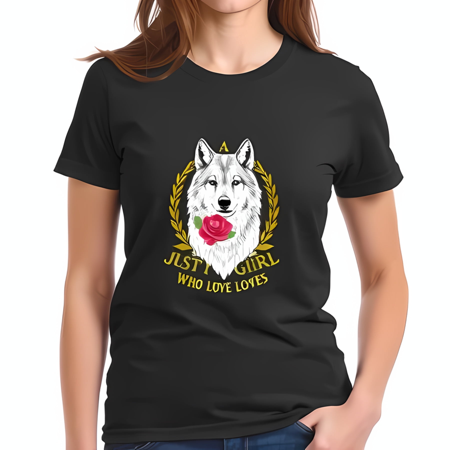 Red Rose Graphic Cotton Short Sleeve T-Shirt for Women - Elegant Black ...