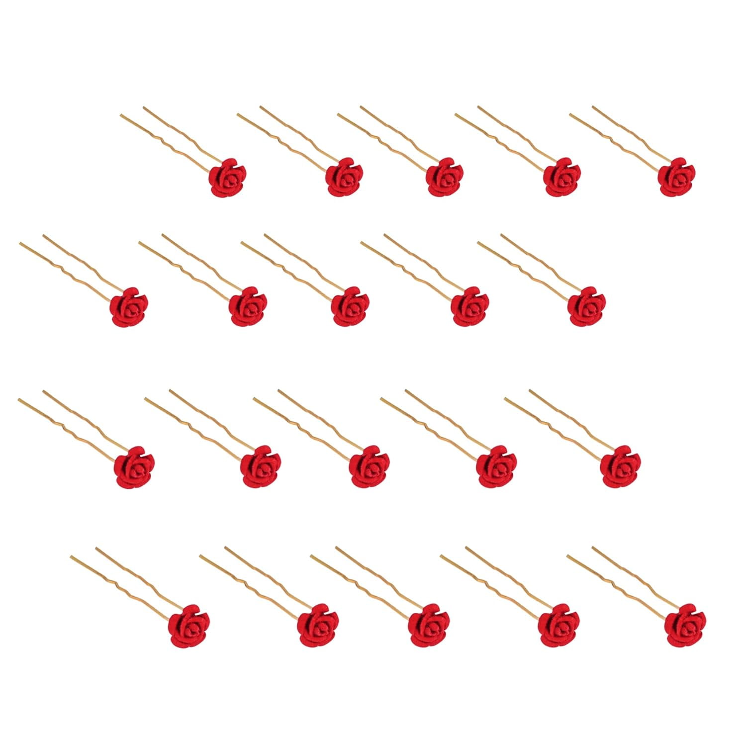 Red Rose Hair Pins GoldToned Bobby Pins with Floral Design Set of 20 ...