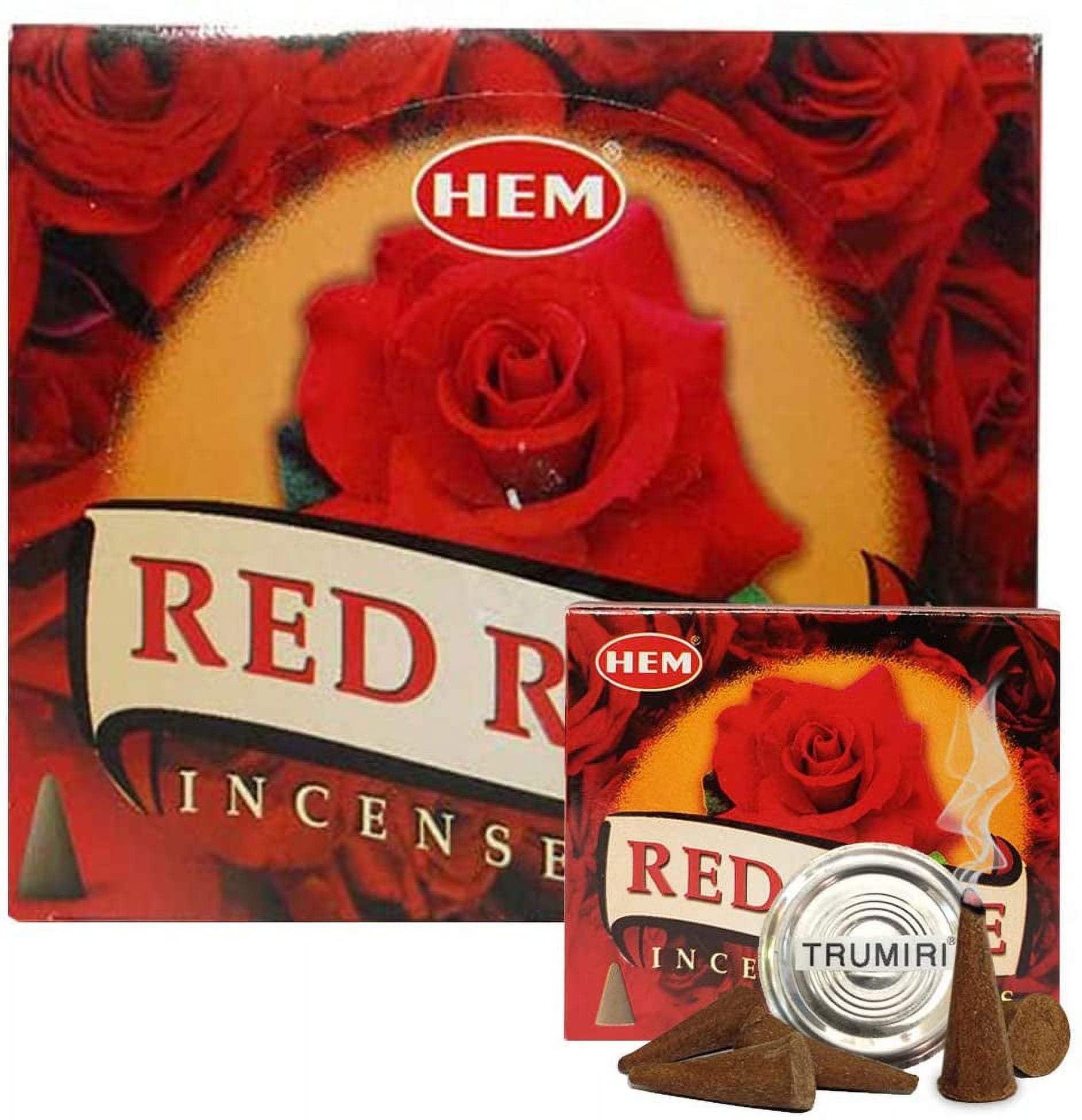 Red Rose Incense Cones And Cone Incense Burner Bundle Insence Insense ...