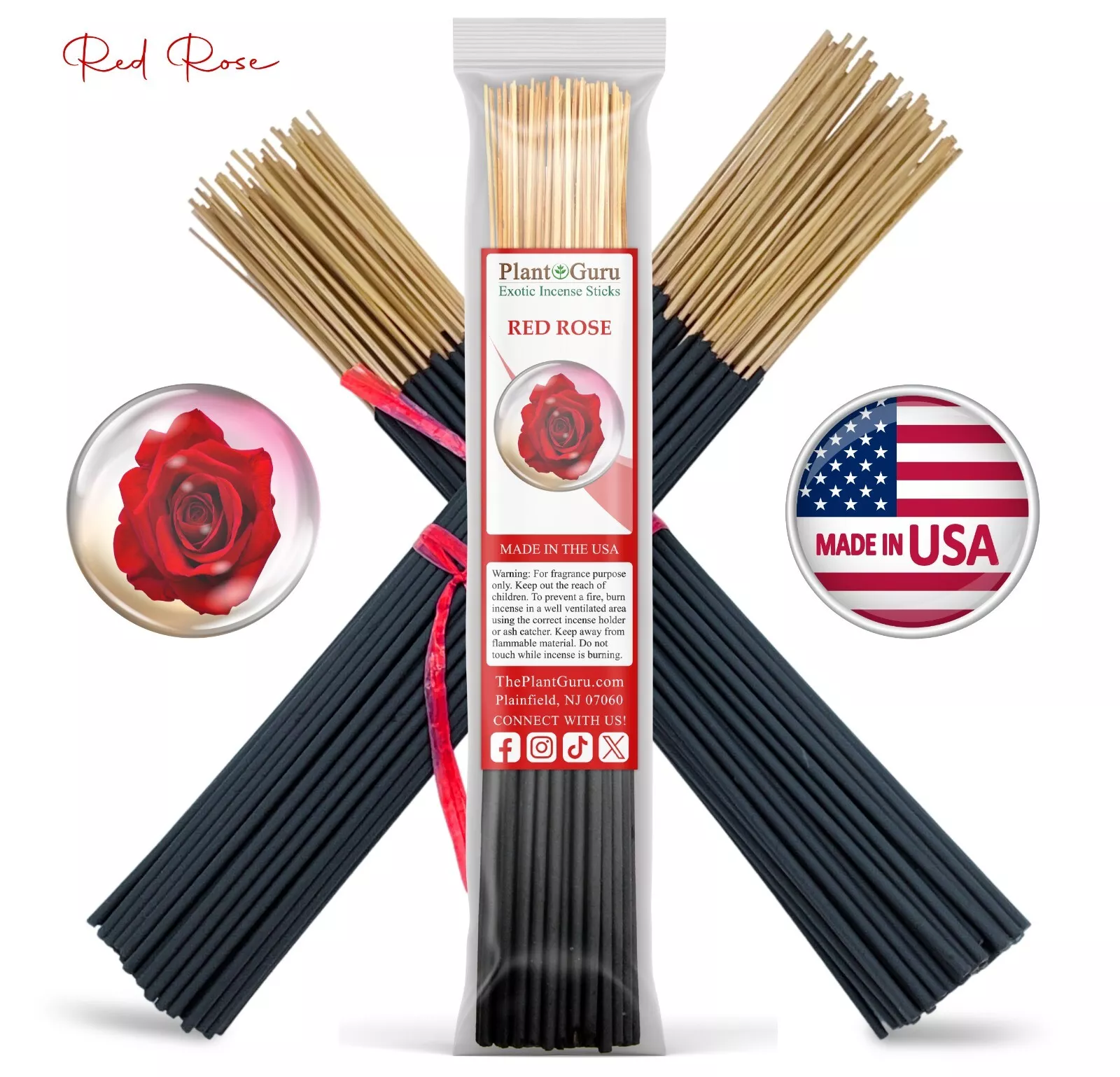Red Rose Incense Sticks 11" Bulk - 1 Bundle 85 to 100 Sticks - Smooth ...
