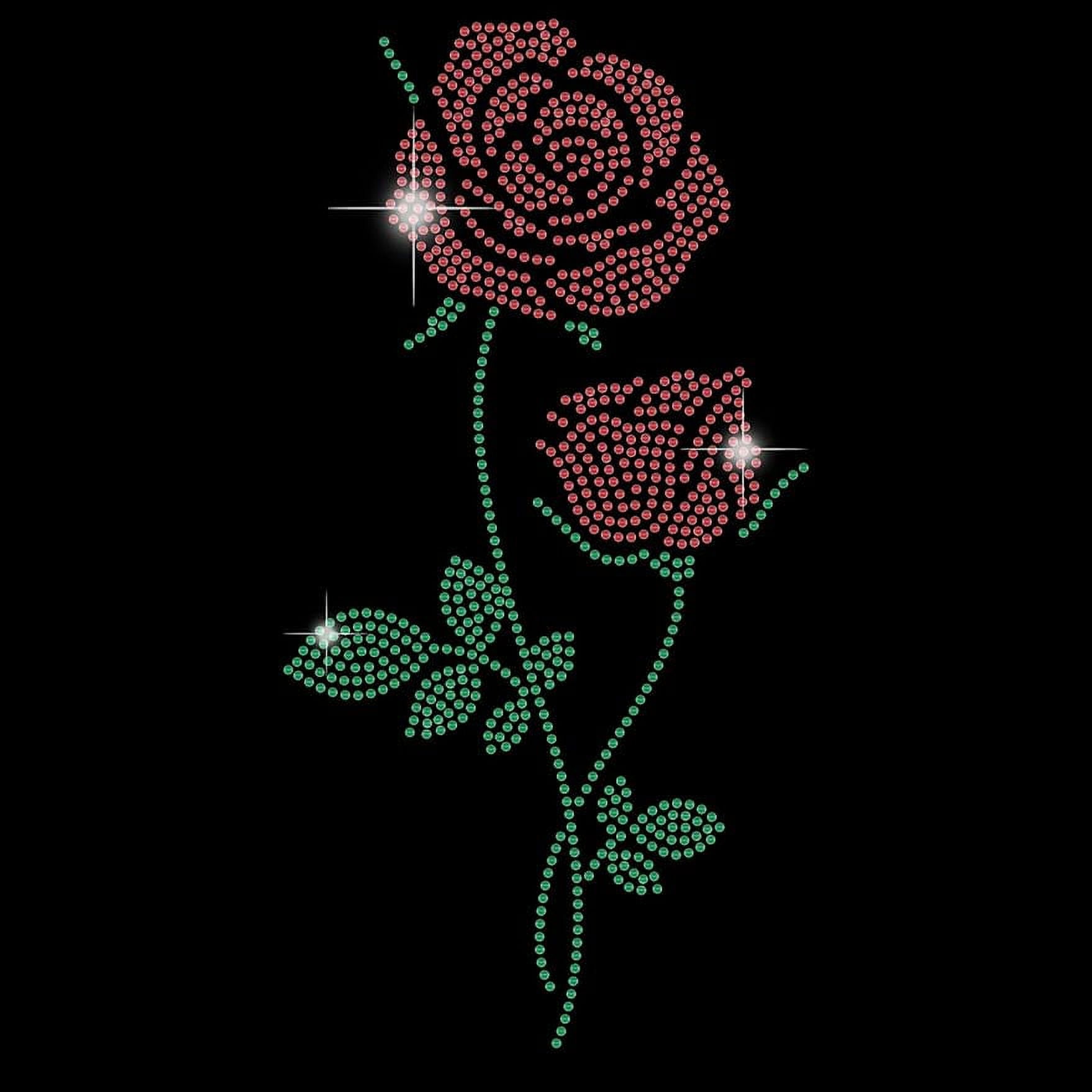 Red Rose Iron on Rhinestone Heat Transfer Flower Crystal Decor Clear ...