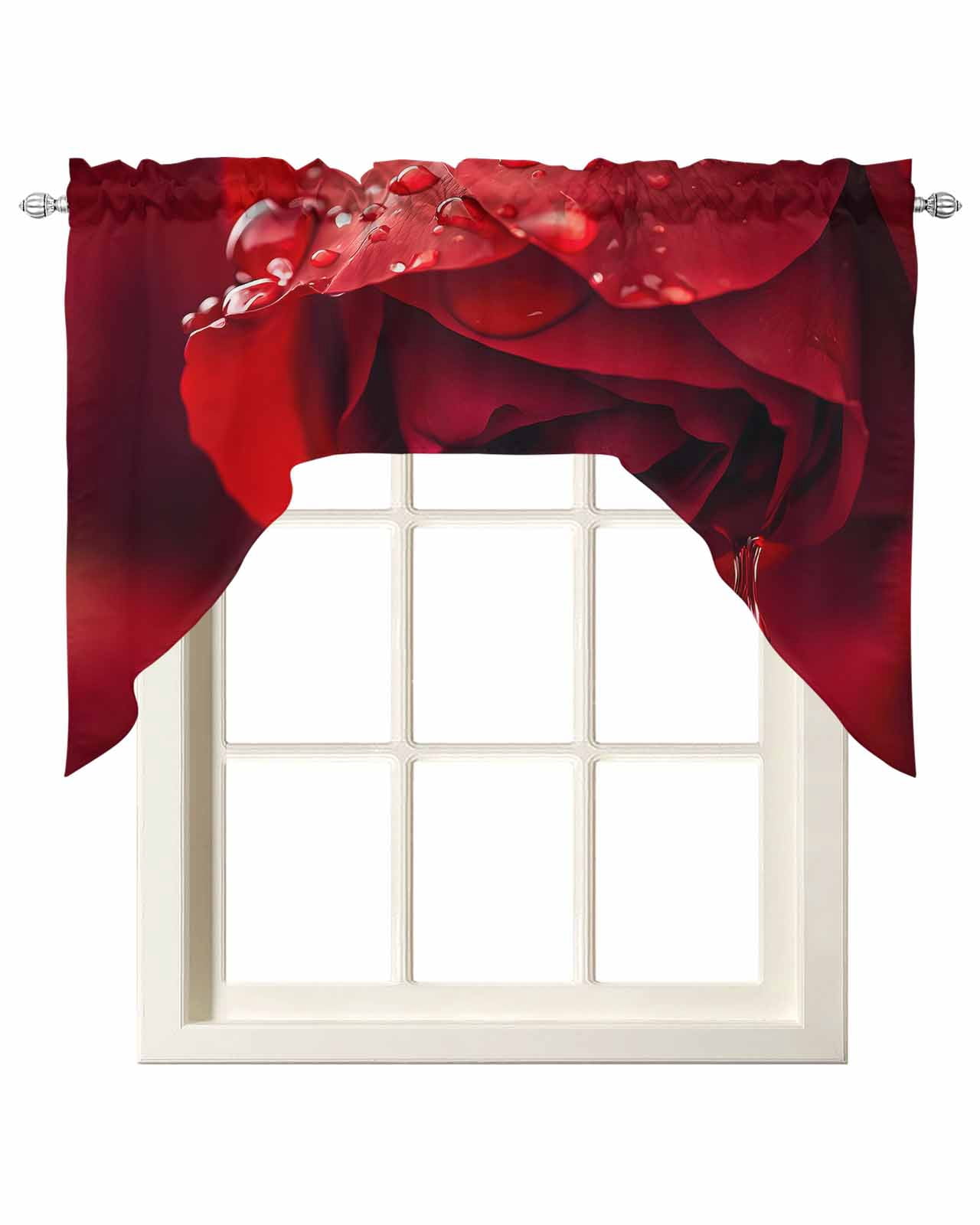 Red Rose Kitchen Curtains Swag Valance for Windows/Bathroom/Cafe ...