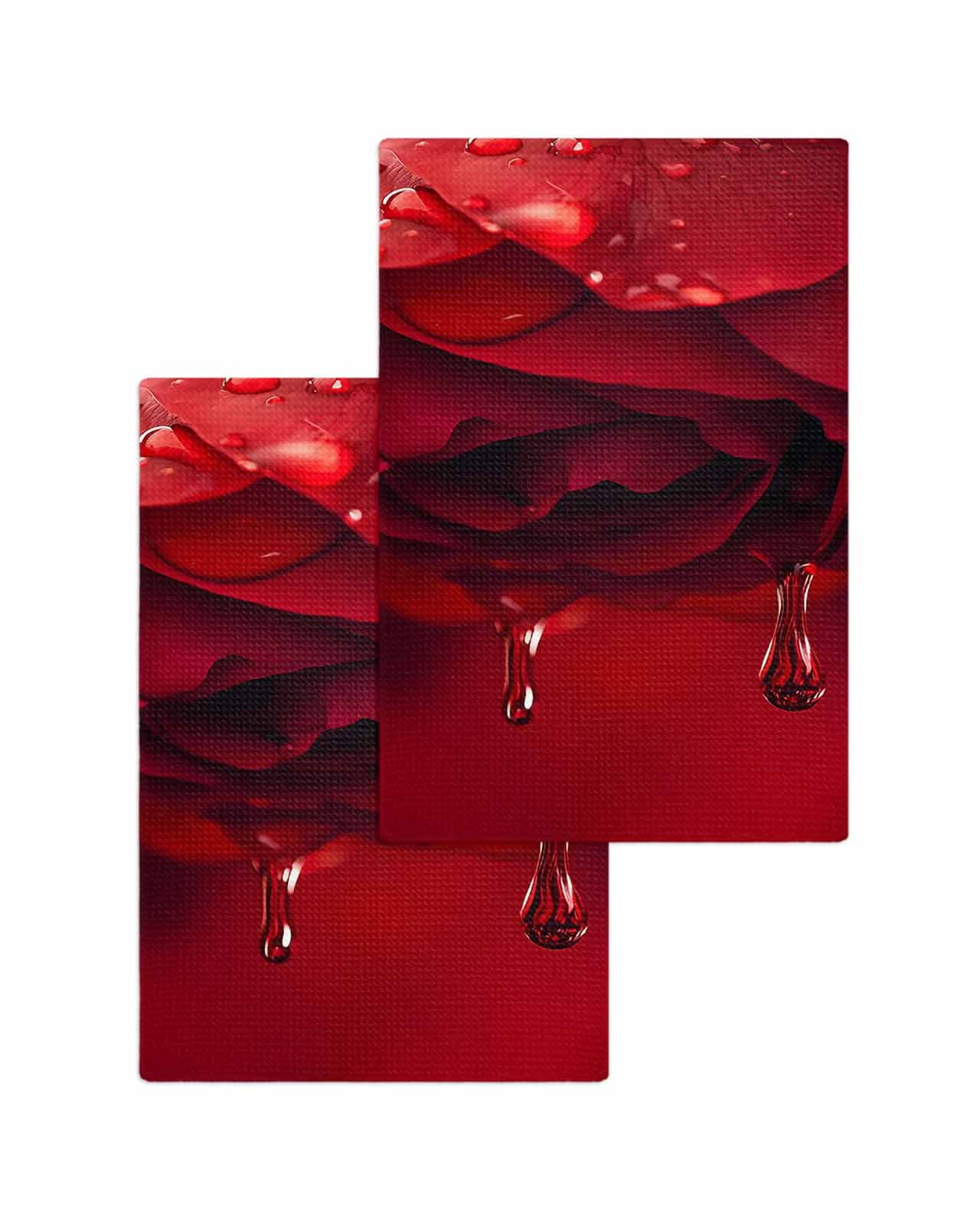 Red Rose Kitchen Dish Towels for Drying Dishes Set of 2, Elegance ...