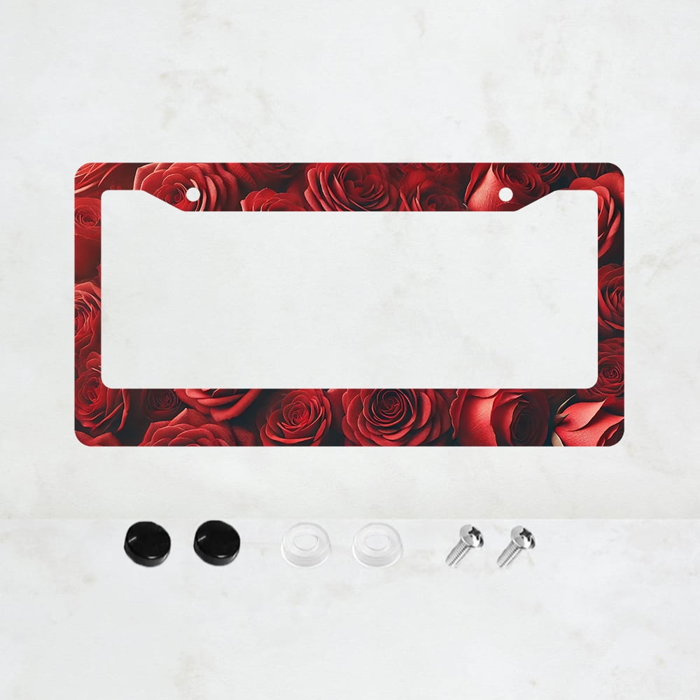 Red Rose License Plate Prame Aluminum Auto Parts License Plate ...