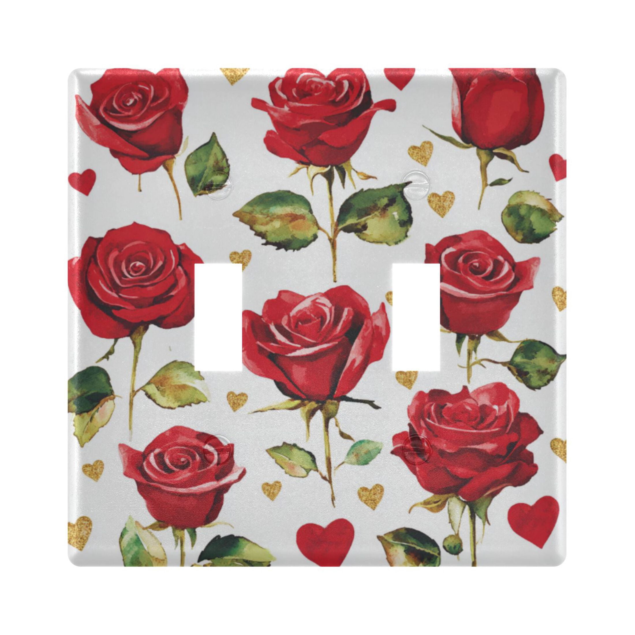 Red Rose Light Switch Cover Decorative 2 Gang Wall Plate Toggle ...
