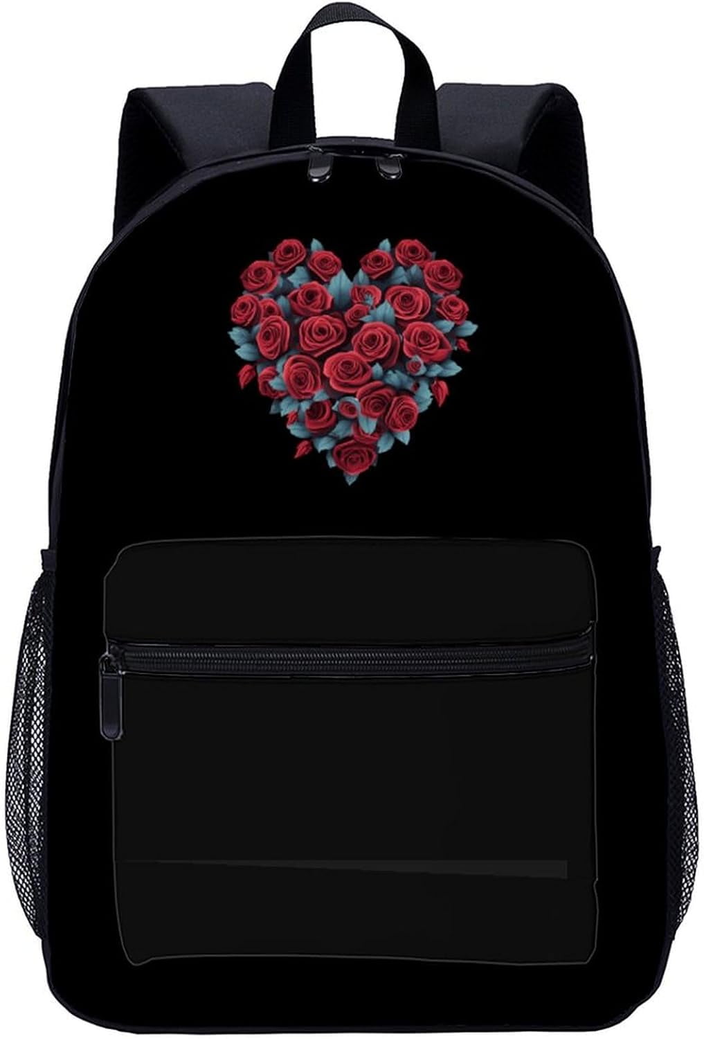 Red Rose Love Heart 17 Inch Print Backpack College Travel Laptop ...