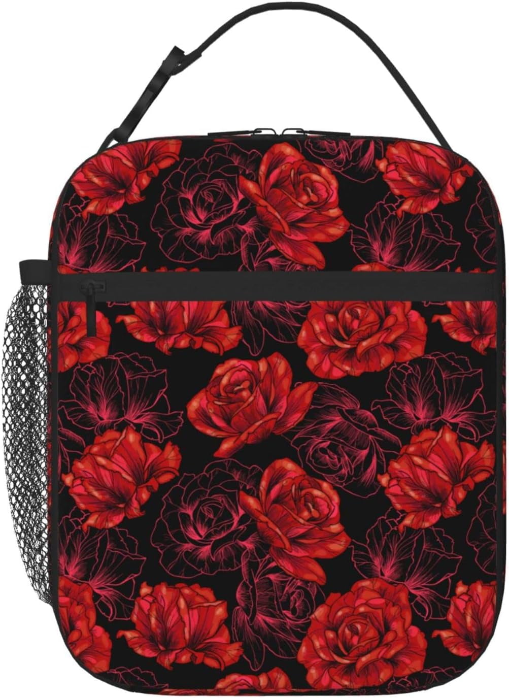 Red Rose Lunch Bag for Mens Womens Insulated Reusable Lunch Box with ...